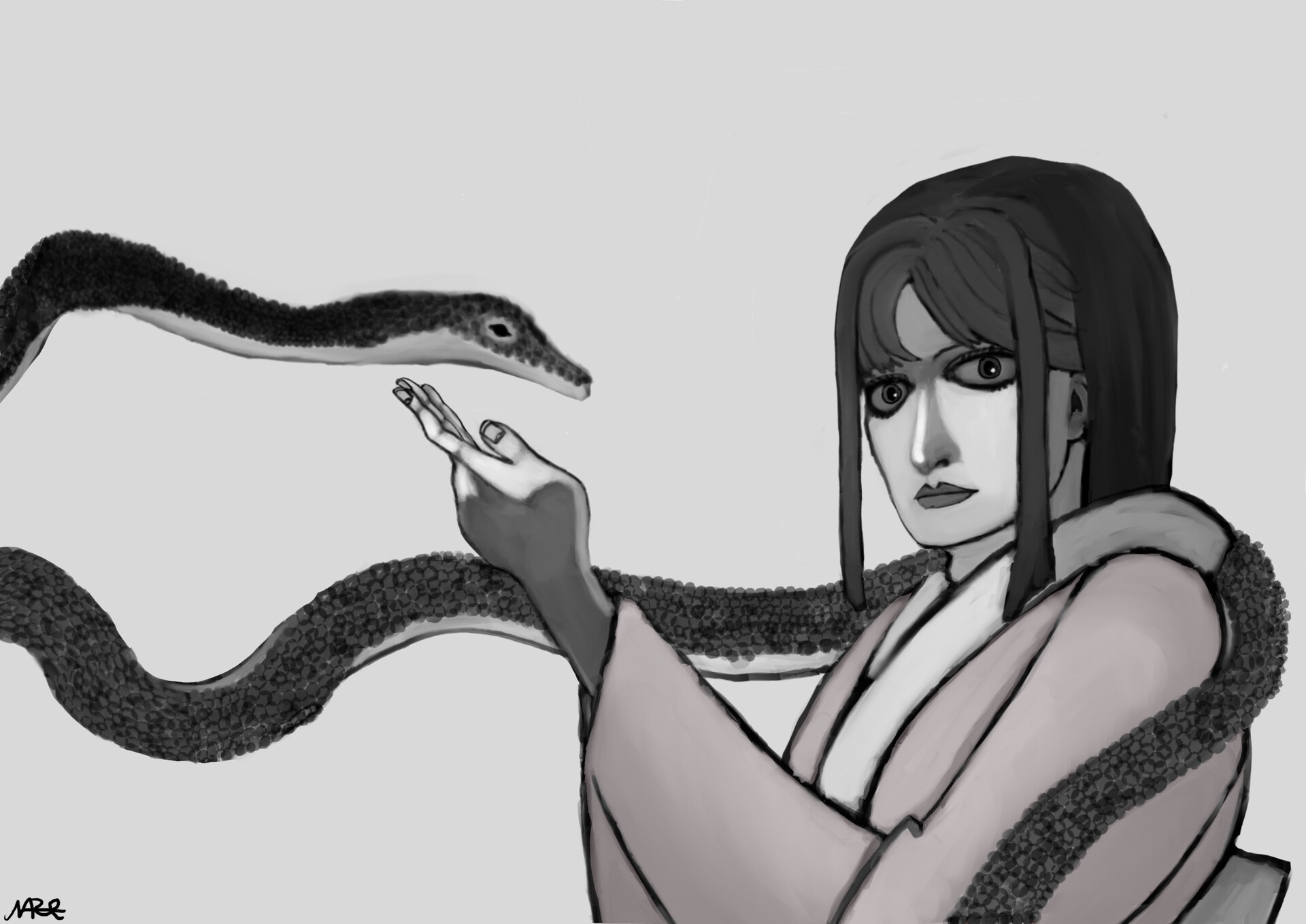 how to draw a snake woman