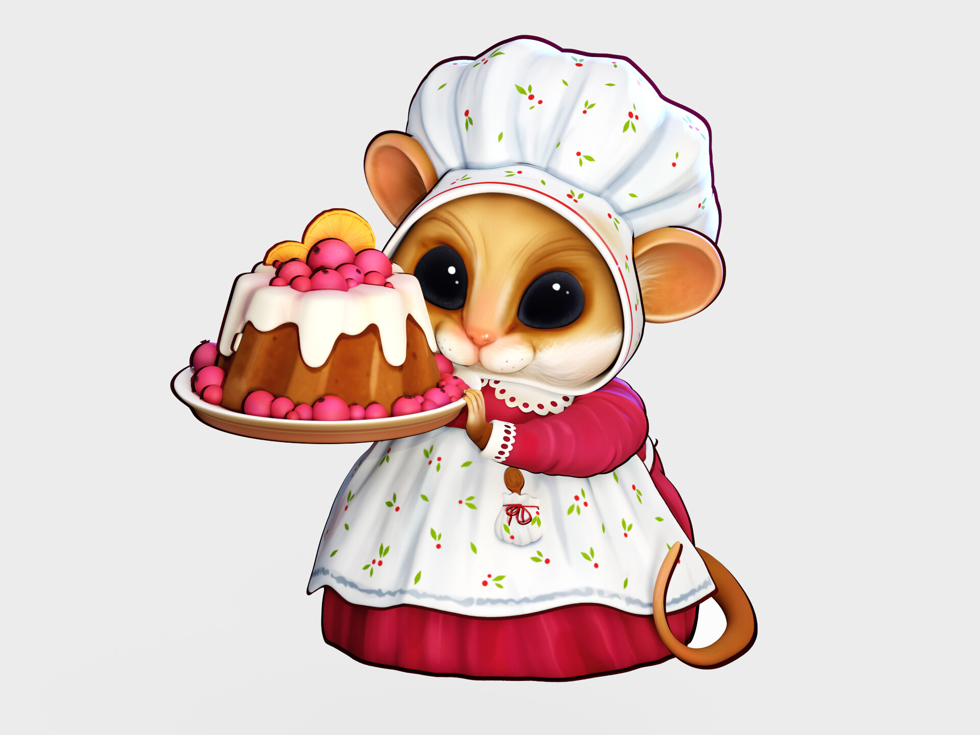 ArtStation - Cute mouse with cake🍰