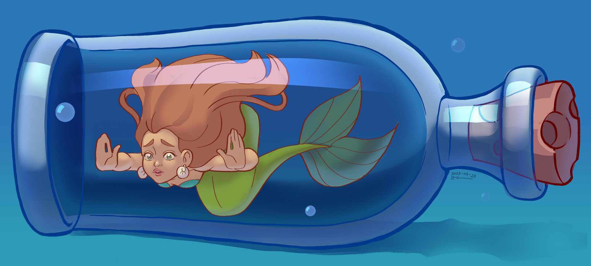 ArtStation - Mermaid stuck in a bottle
