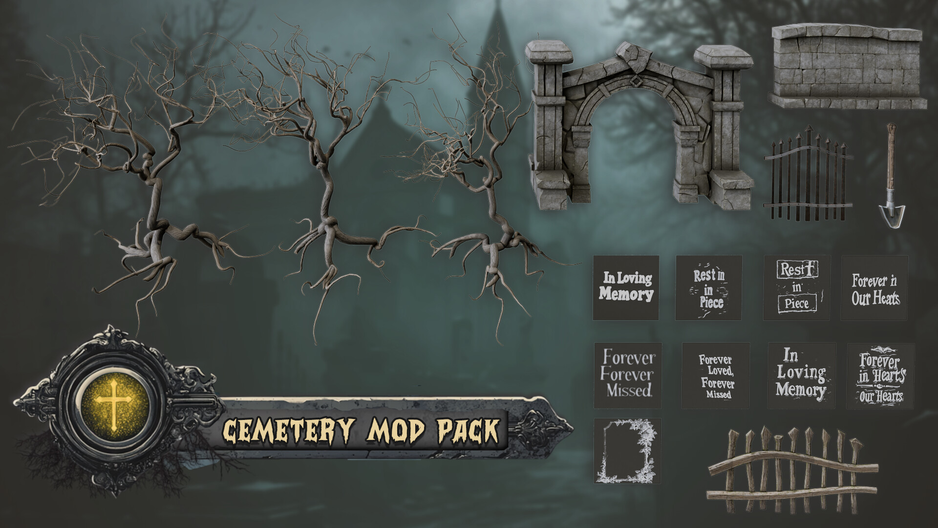 3D Tudor - Stylized Cemetery Asset Pack for Blender, Unity & UE5