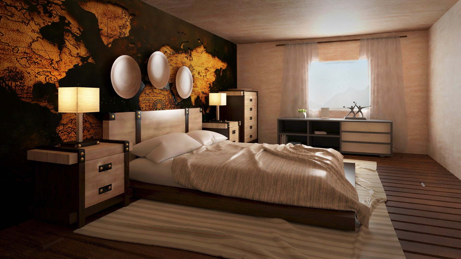 ArtStation - Modern design interior design back wall maps trend 3ds max model and texturing ...