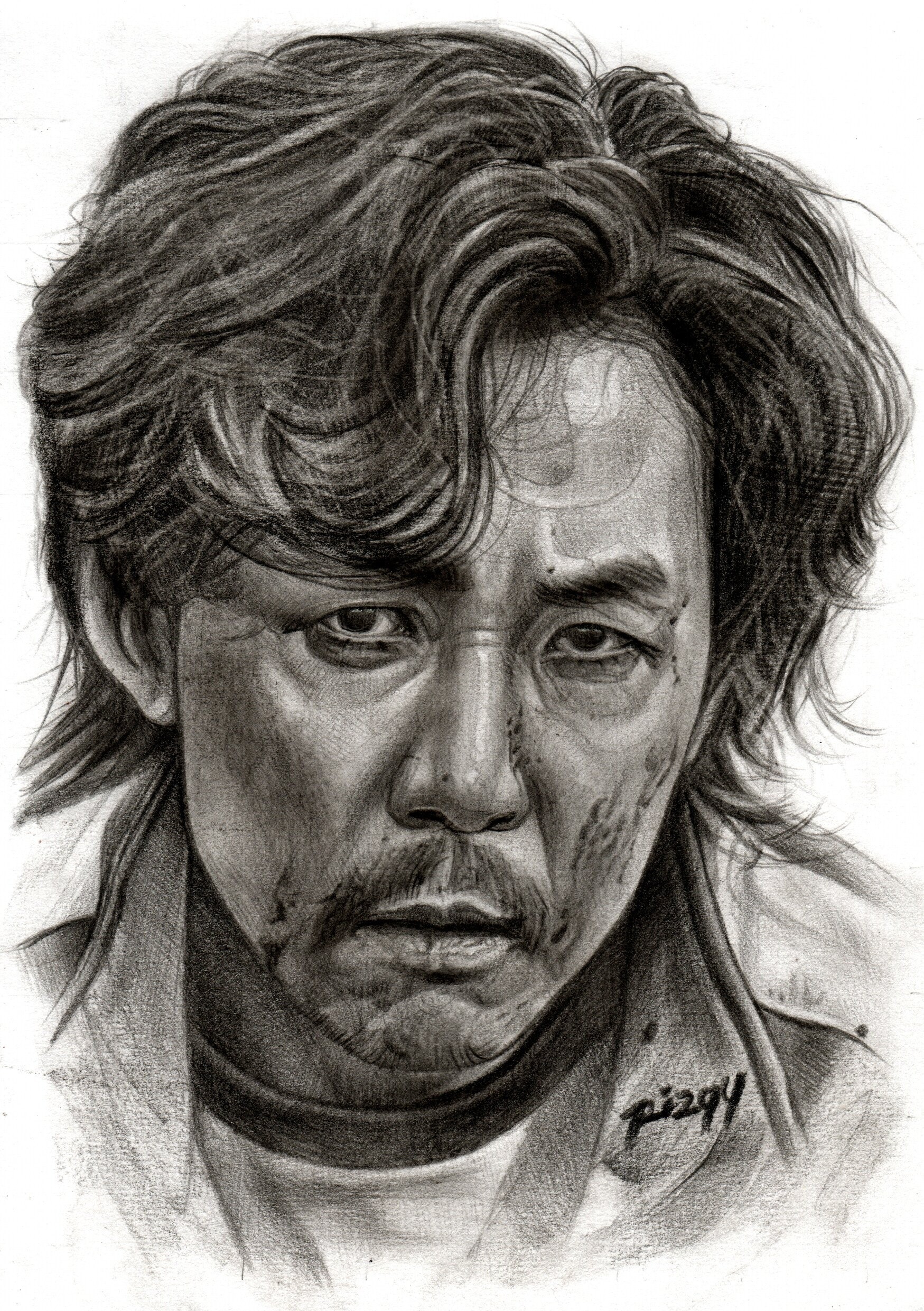 ArtStation - Pencil Drawing of Seong Gi-hun (Lee Jung-jae) from Squid Game