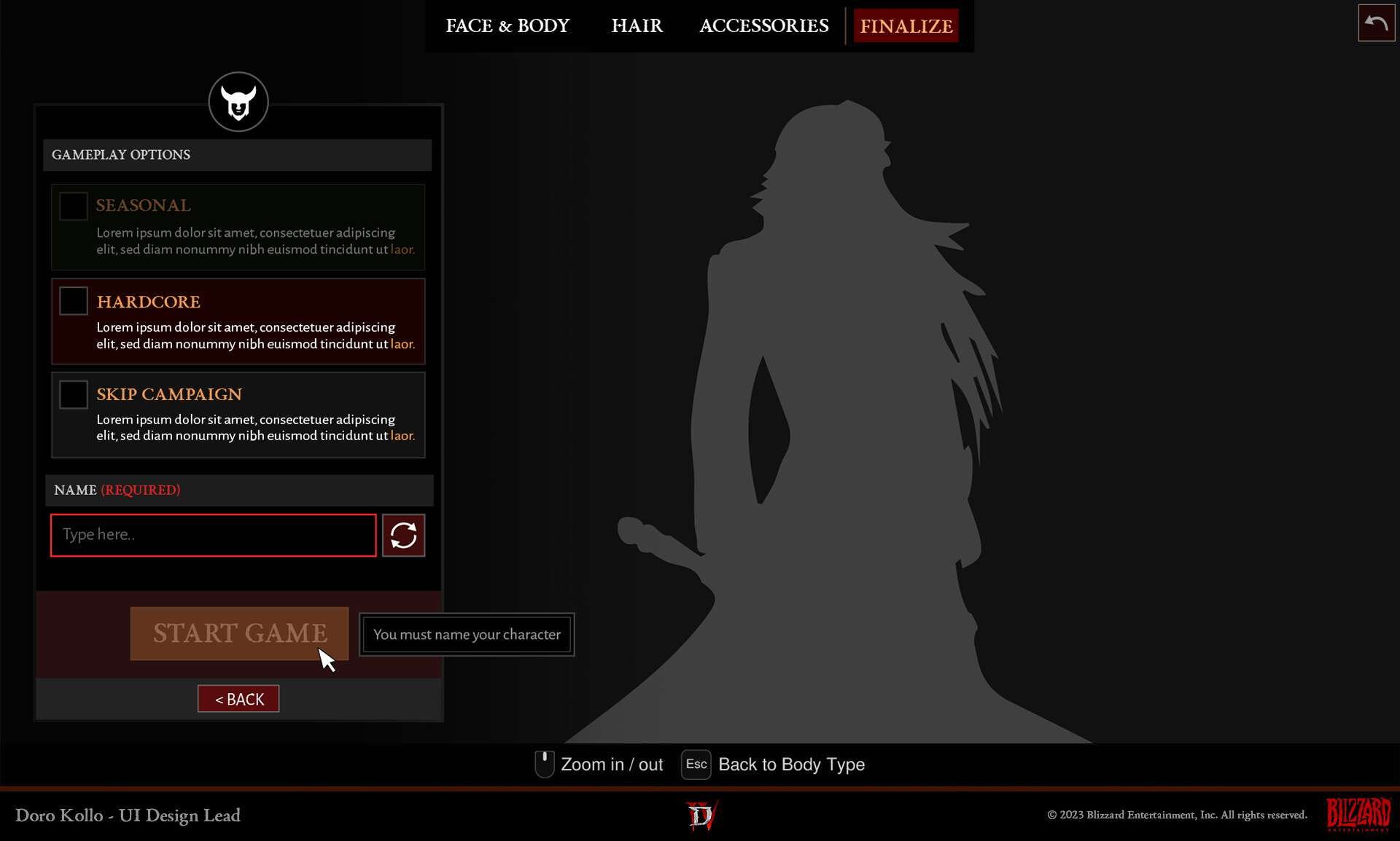 Dorottya 'Doro' Kollo - Diablo IV Wireframe: New Character Customization