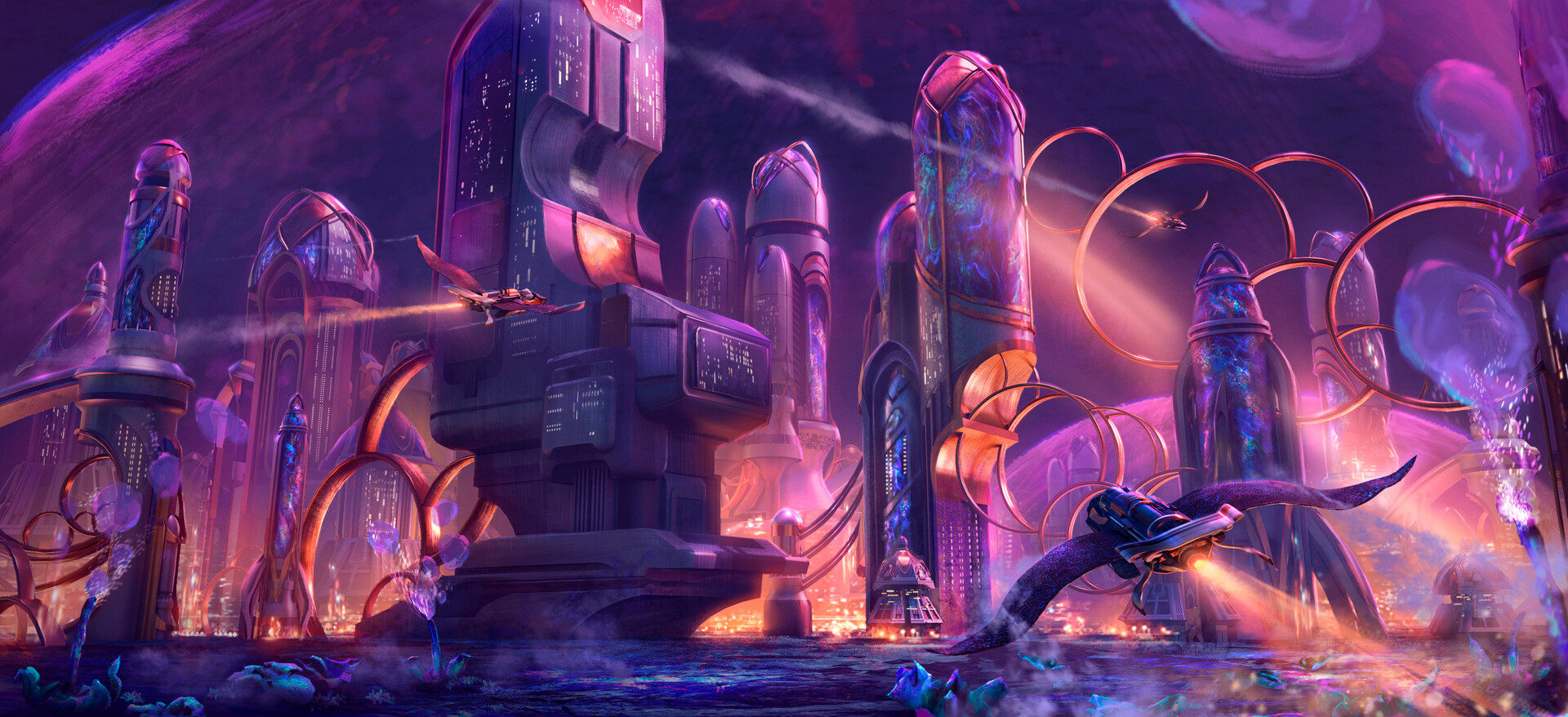 ArtStation - bubble planet with electric ramps