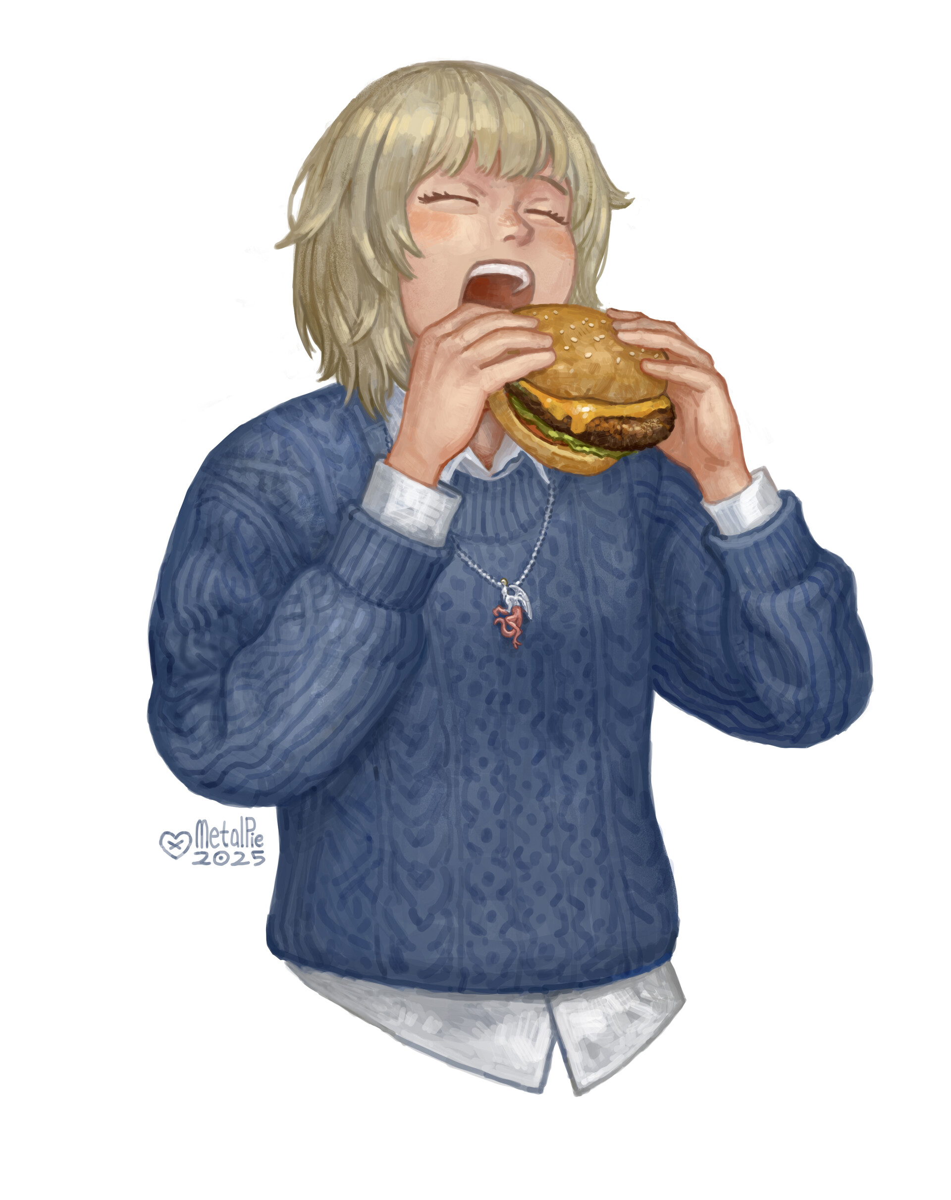 ArtStation - Random Drawing of Falin eating burger