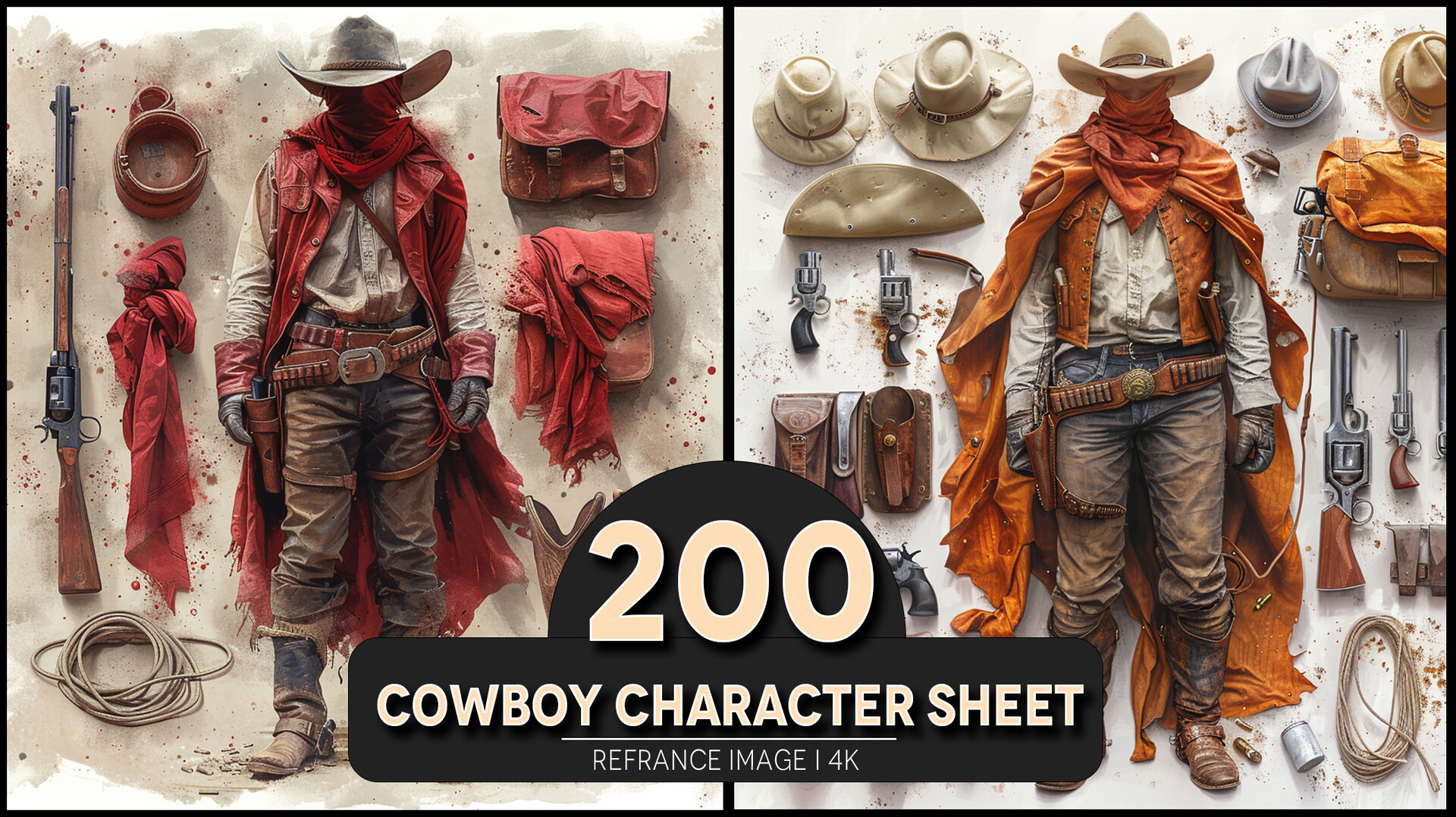 Pixel Ref - Cowboy Character Sheet 4K Reference/Concept Images