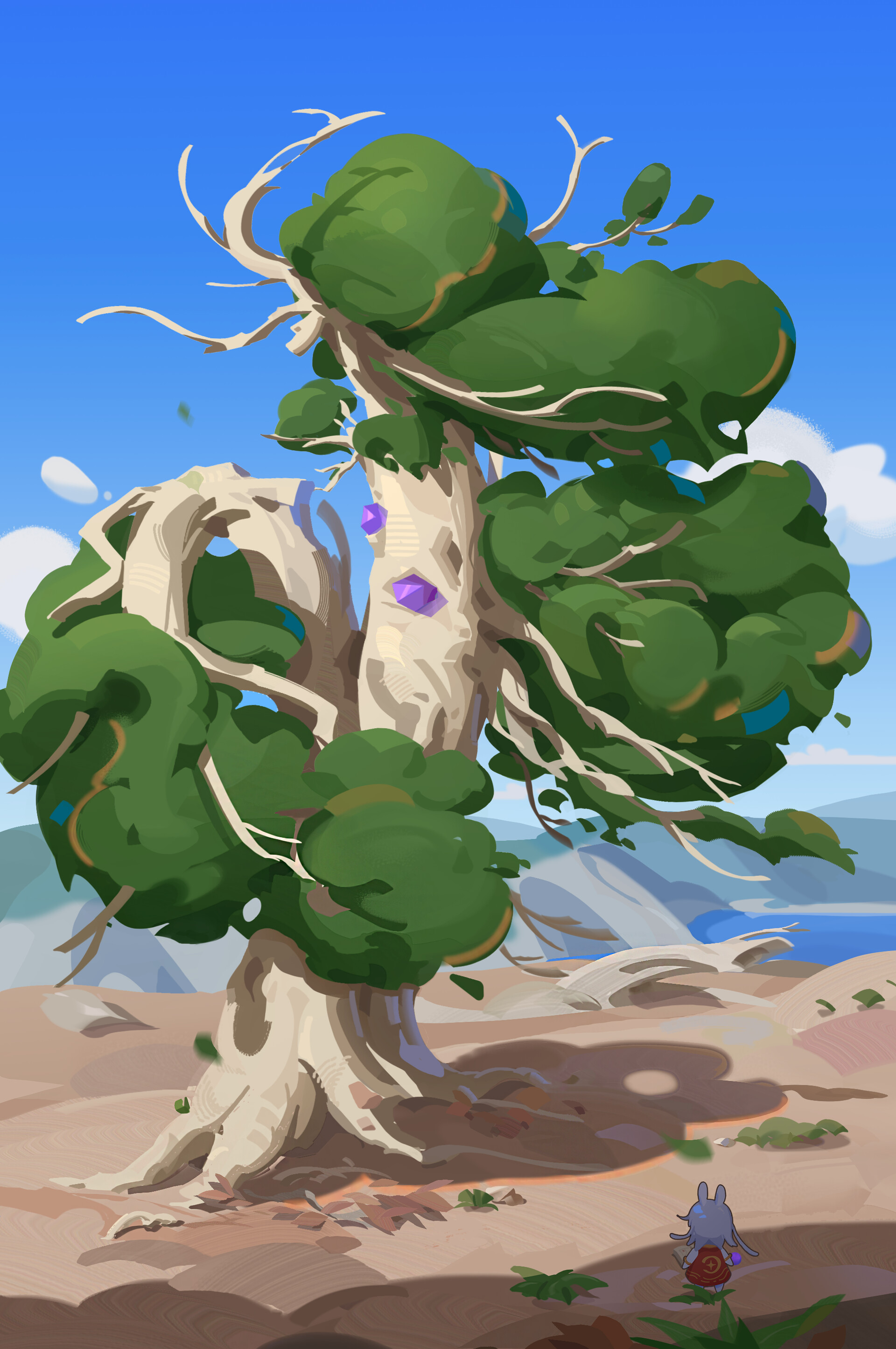 ArtStation - The Tree Blown by the Wind