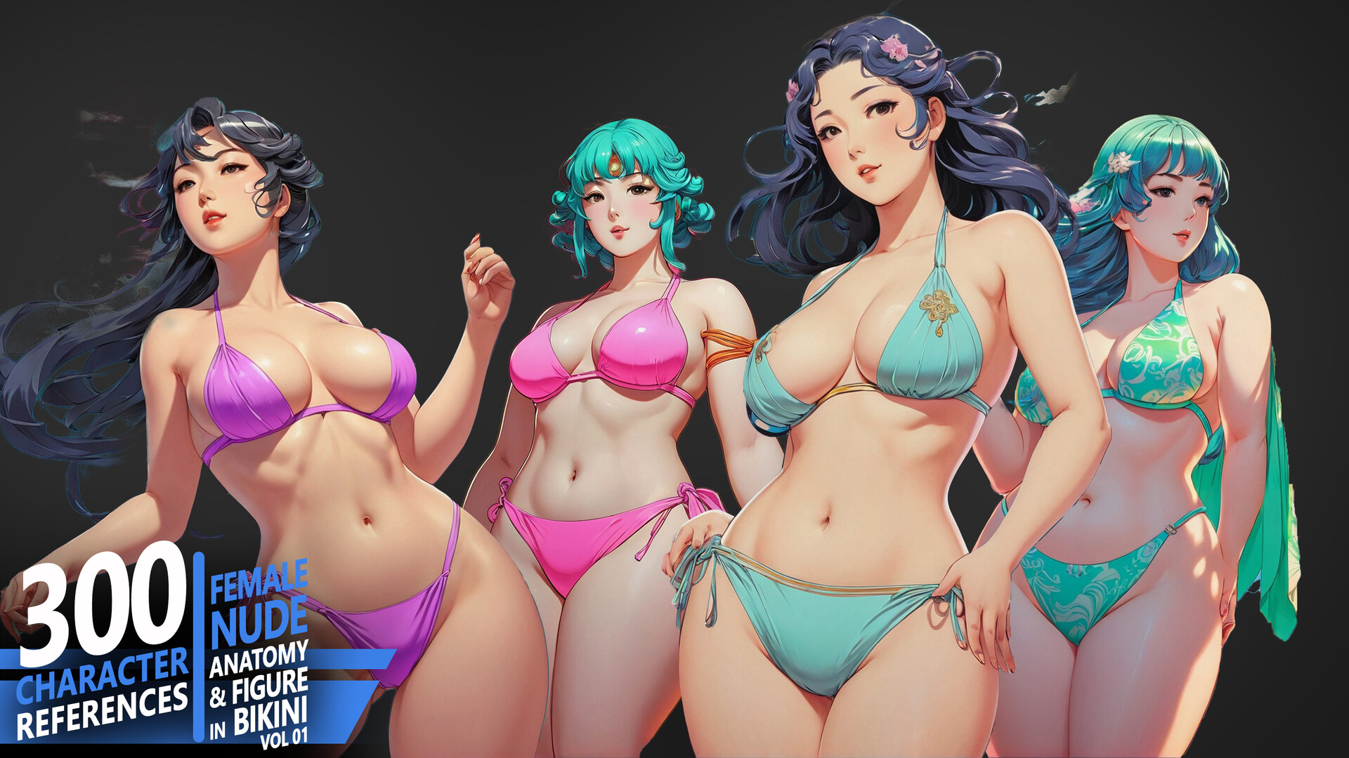 DreamWork | Studio - 300 Famale Nude anatomy & figure in bikini -VOL01 - Character References
