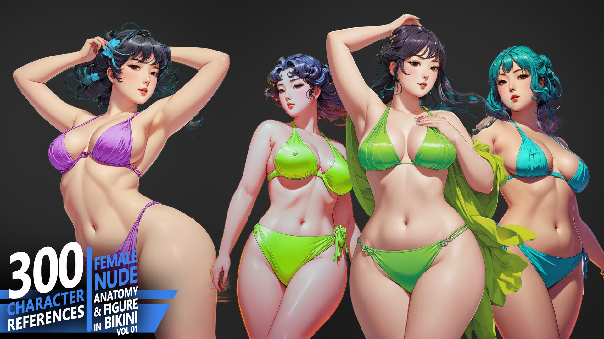 DreamWork | Studio - 300 Famale Nude anatomy & figure in bikini -VOL01 - Character References