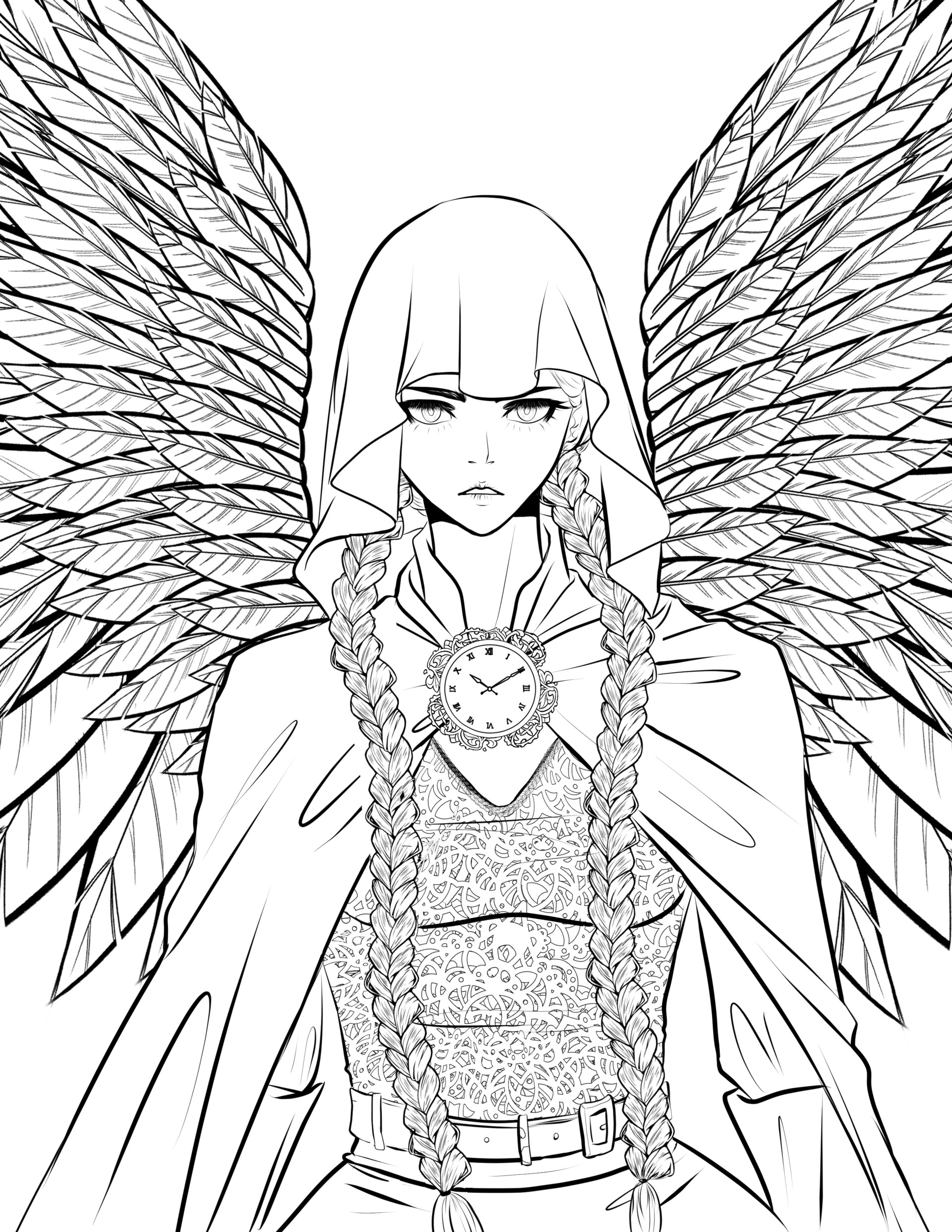 anime girl line art coloring pages victorian