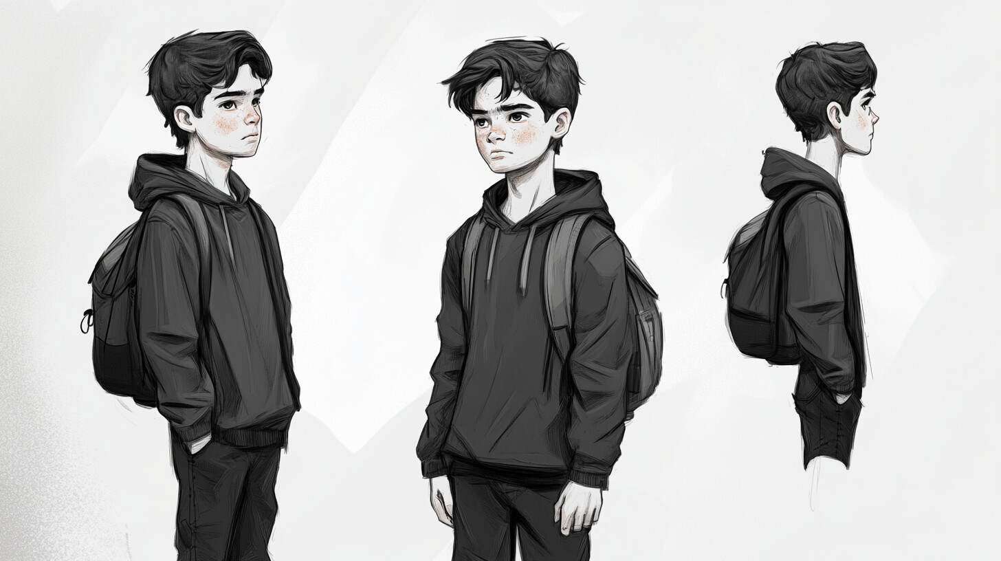 young man drawing reference