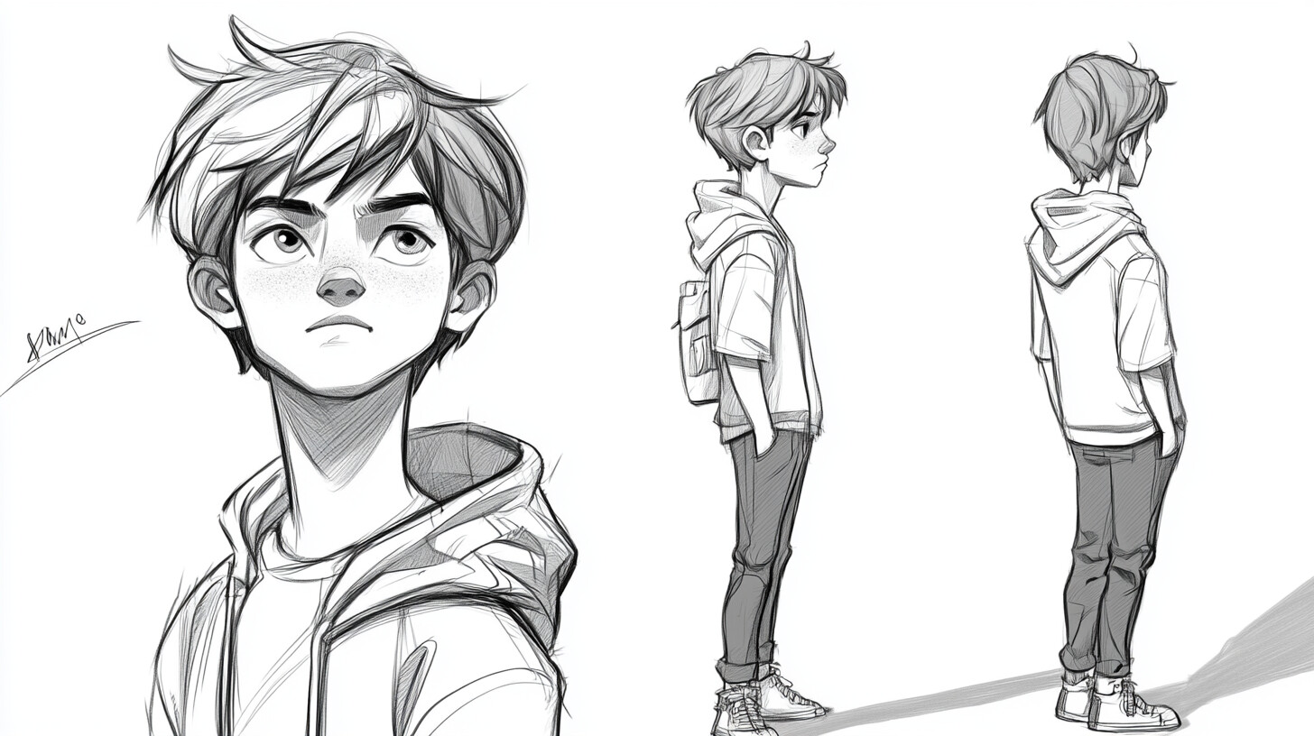 Concept Art - +300 Teenage Boy Sketch Sheet Reference Images(4k)