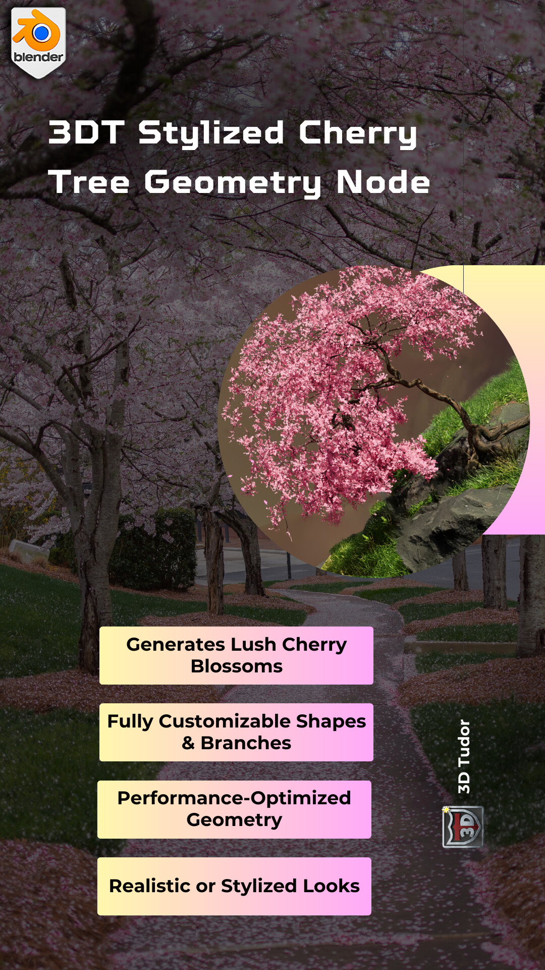3D Tudor - 3DT Stylized Cherry Tree Geometry Node