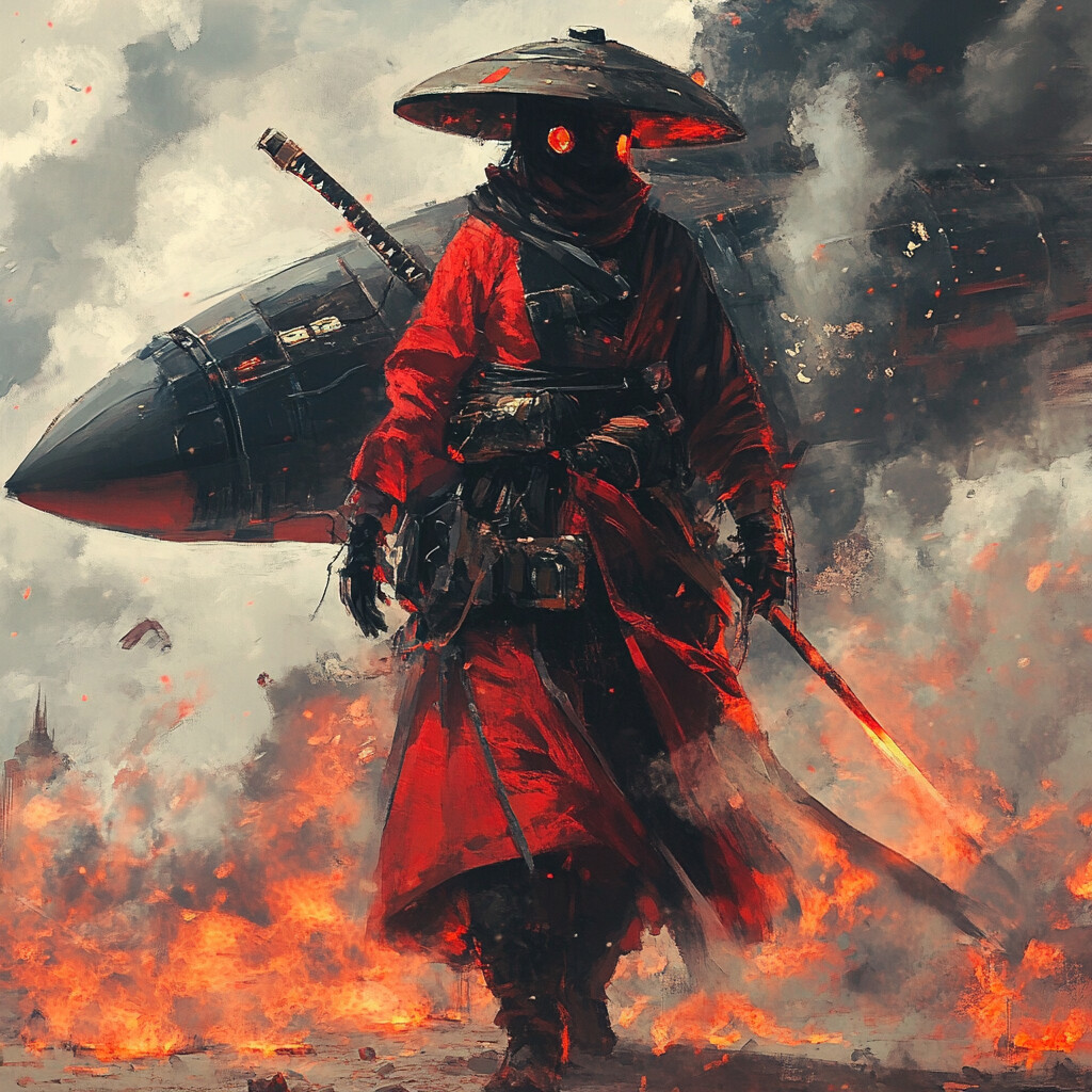 ArtStation - Red Sci-Fi Gladiator in the Ashes of Battle