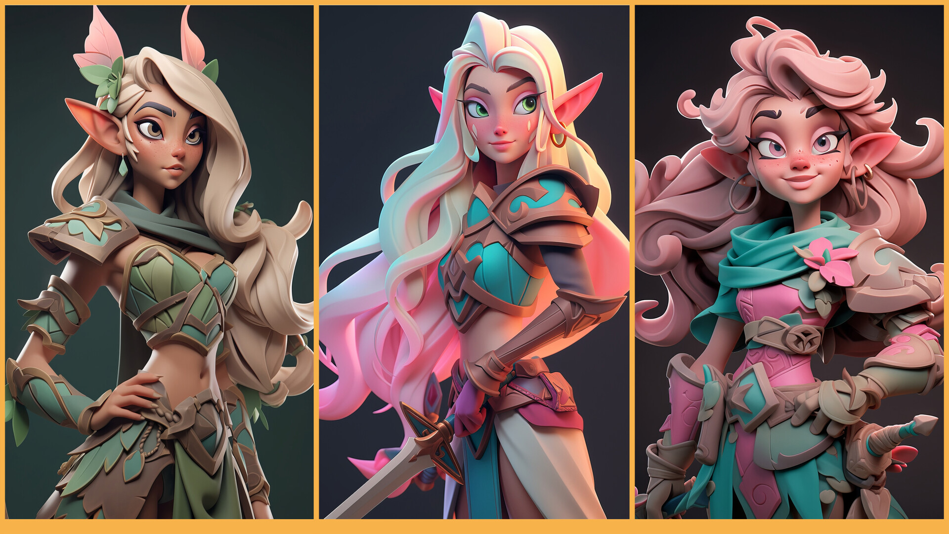 Artificial Dimension - 202 Stylized Magical Elf Warrior VOL113