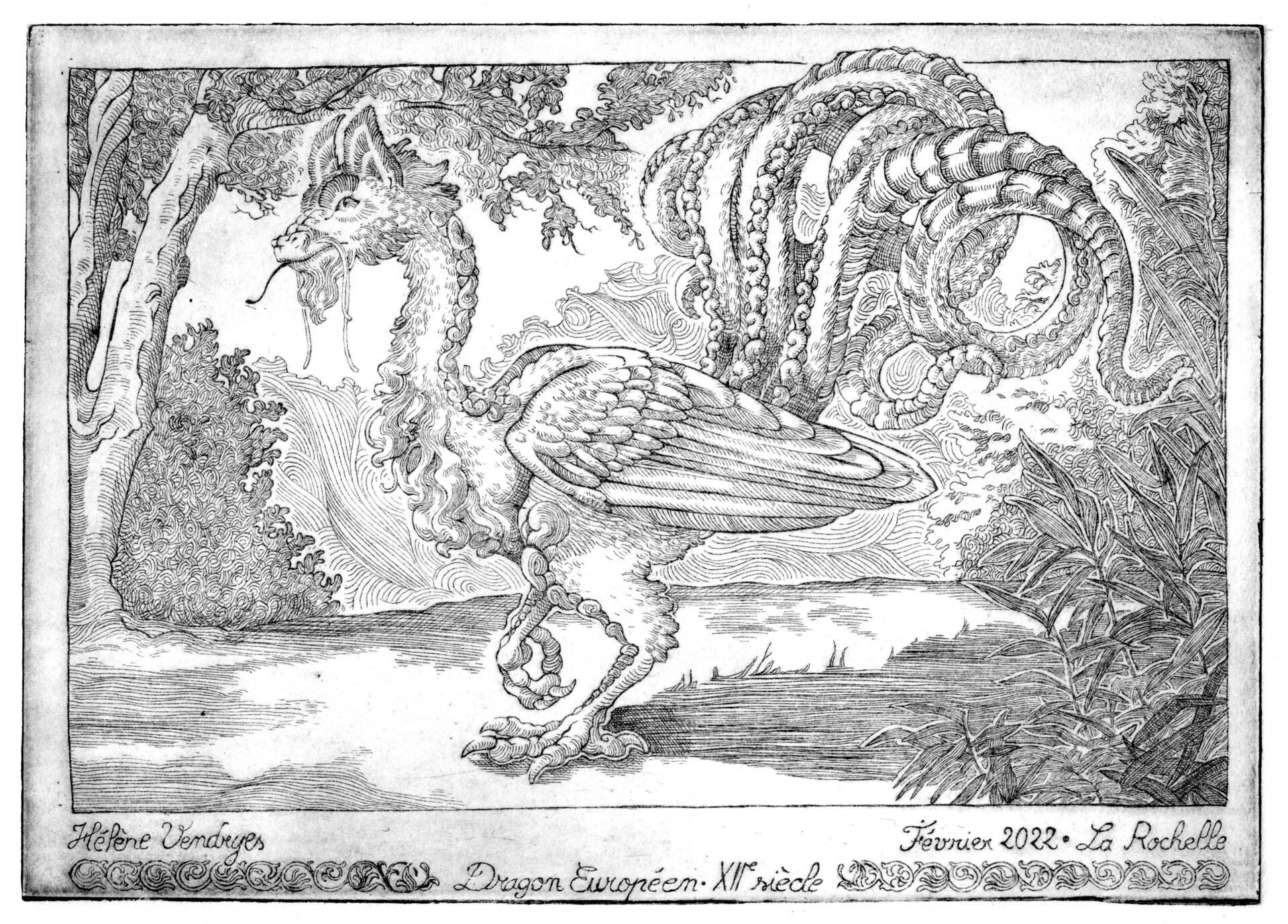 ArtStation - Zinc engraving • Medieval Dragon