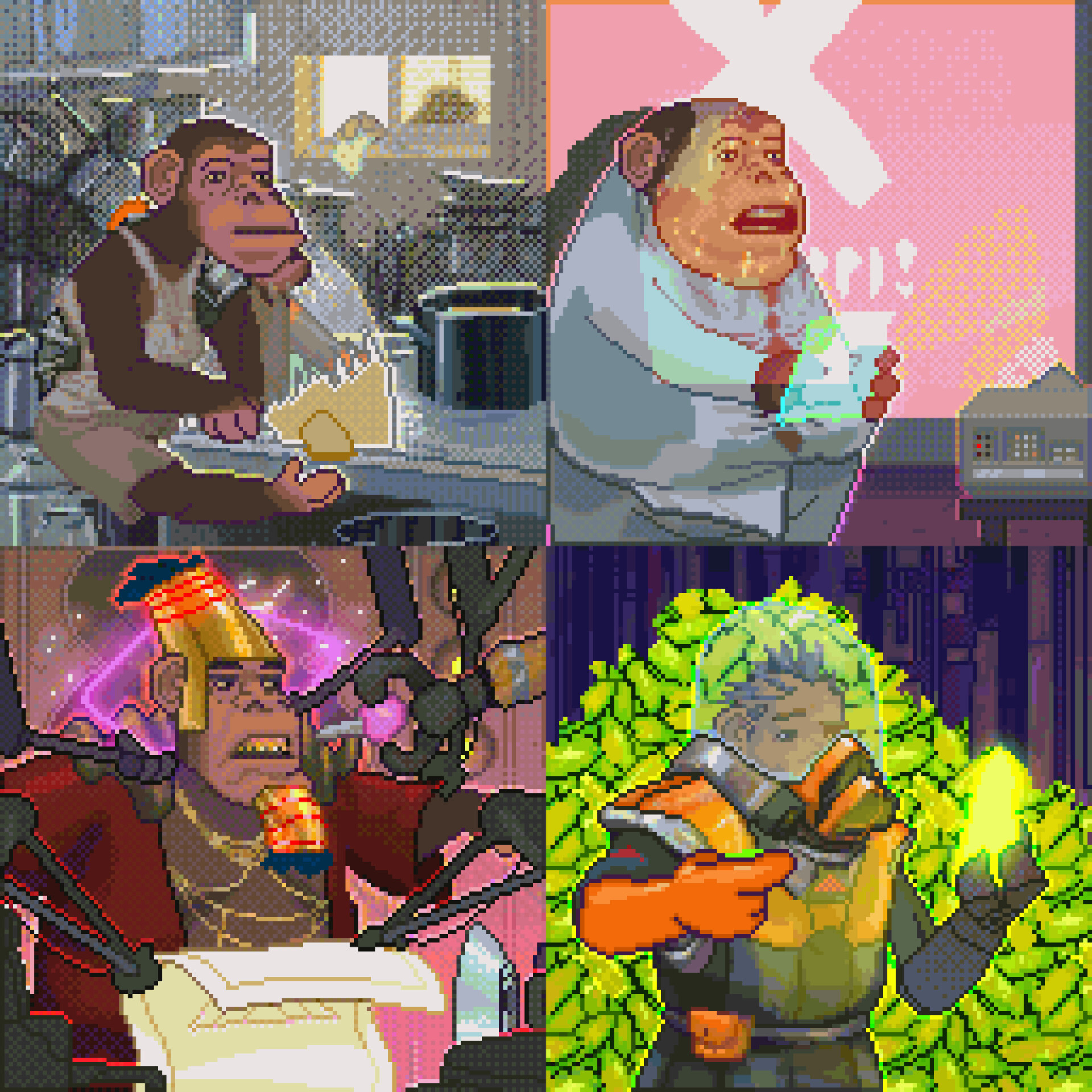 ArtStation - Pixel art Characters: Cyberpunk Apes in dystopian ...