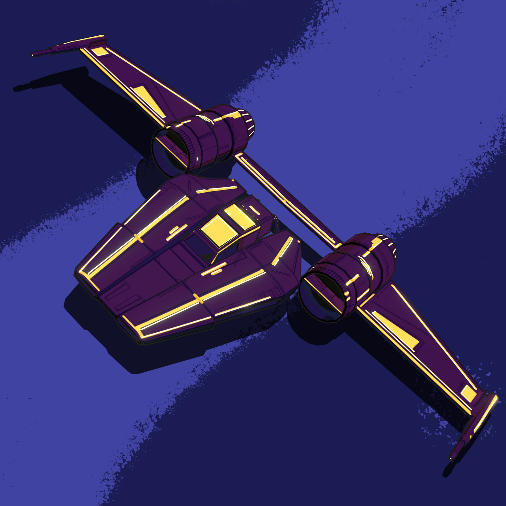 ArtStation - Stylized 3D model of a spaceship in cel shading