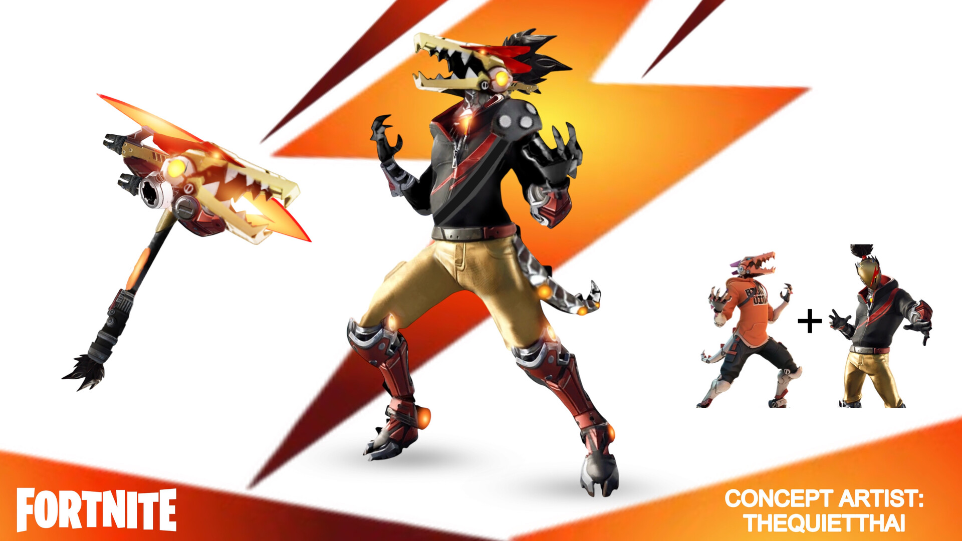 ArtStation - Fortnite Concept skin: Red Strike + Haxsaur = (Fusion ???)