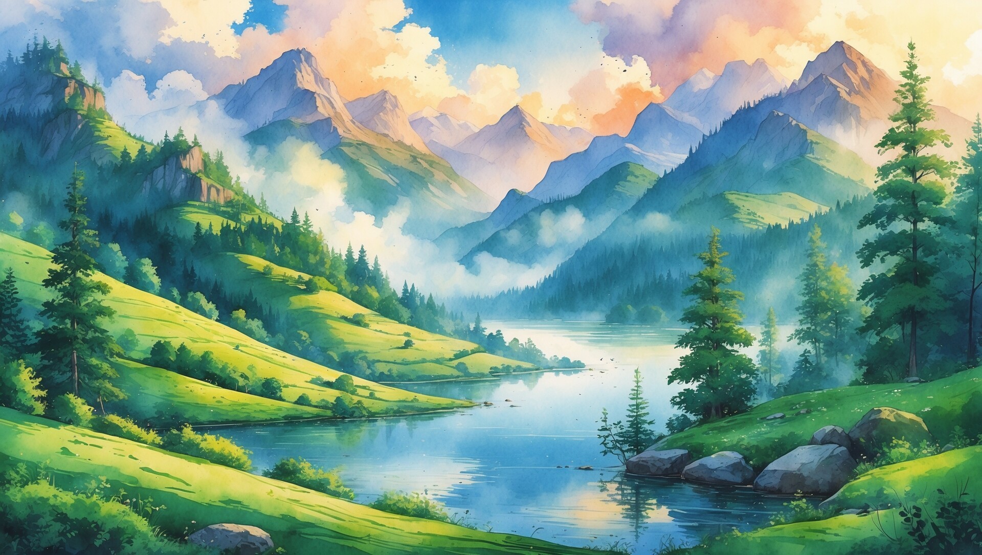 ArtStation - Tranquil Mountain Reflections by Jacob Farkas