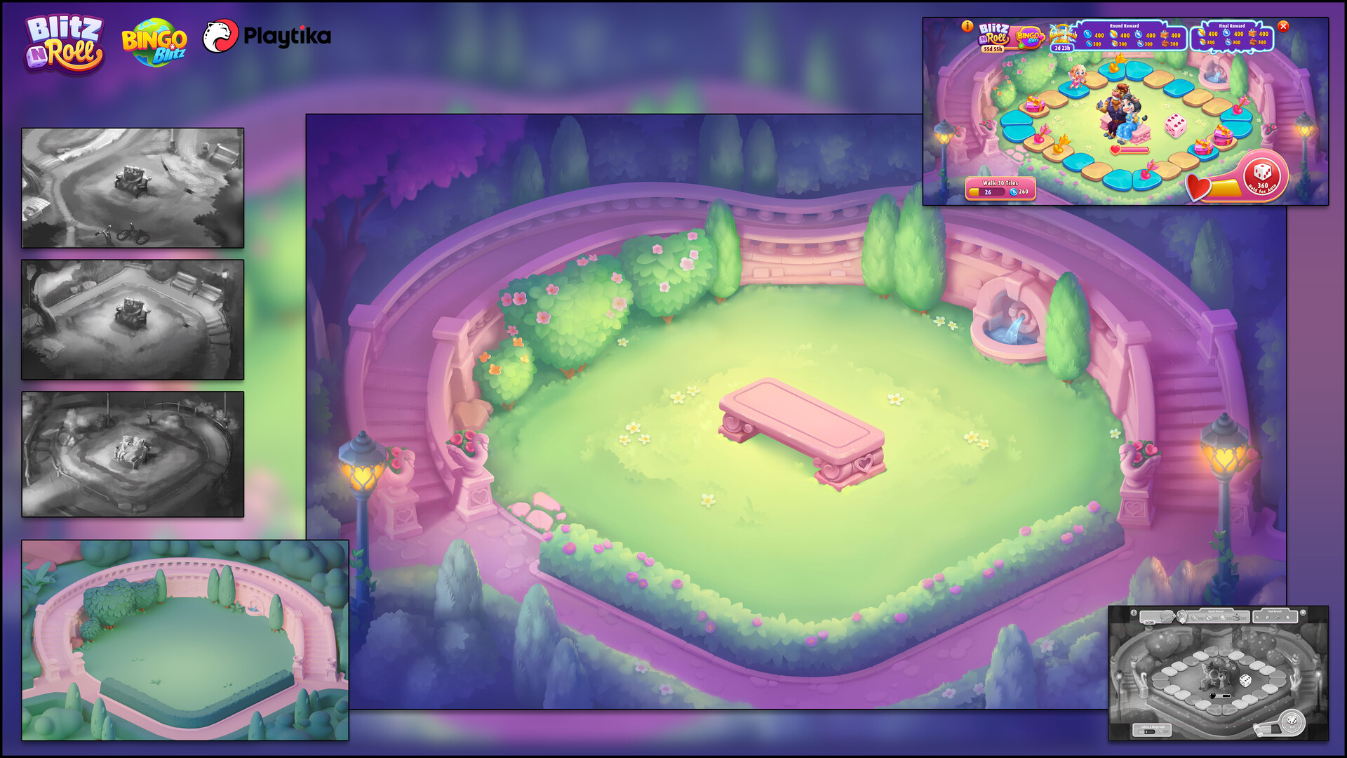 ArtStation - Background for event "Blitz Roll" (Valentine's Day)