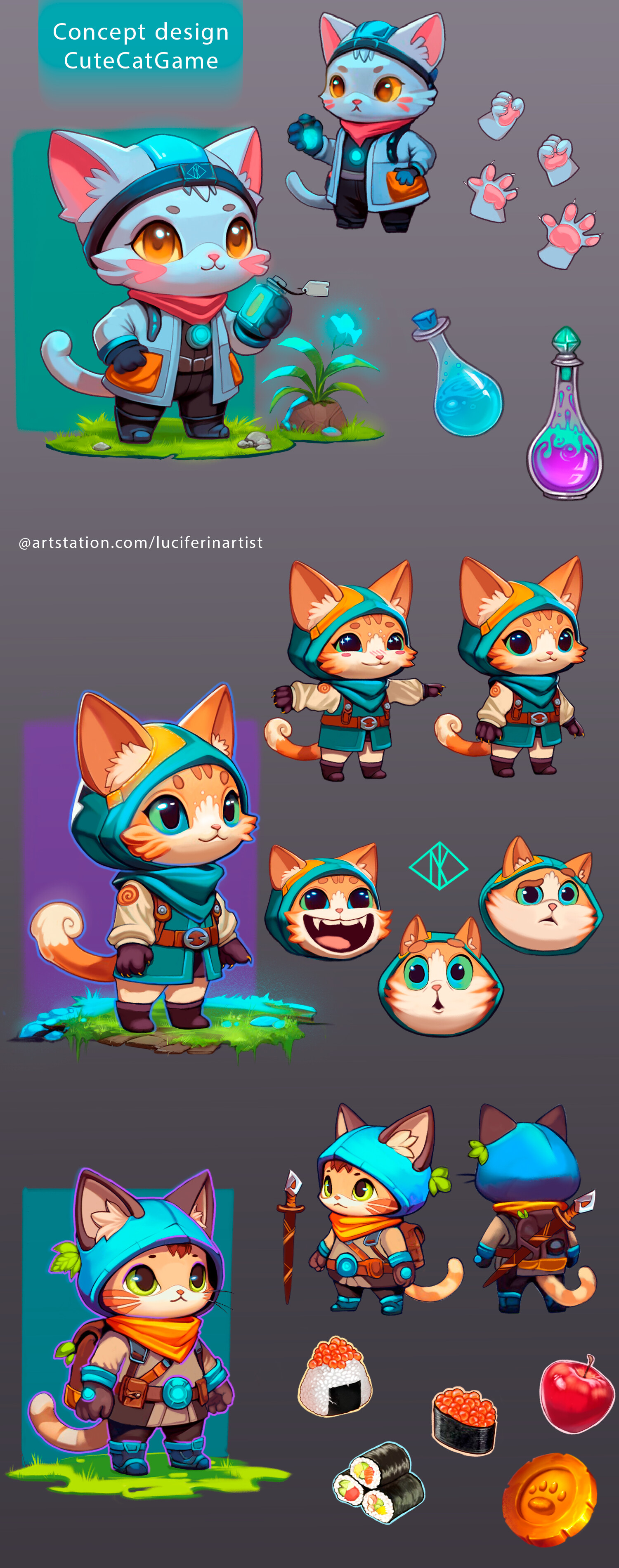 ArtStation - Cute Cat Game concept 2d