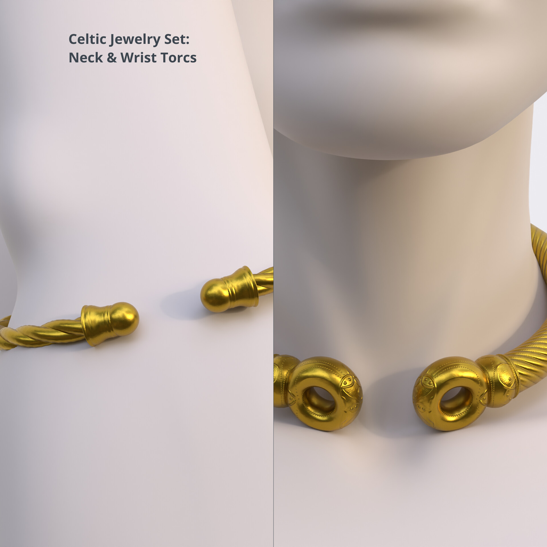 Francisco Salazar - Celtic Jewelry Set - Neck and Wrist Torcs