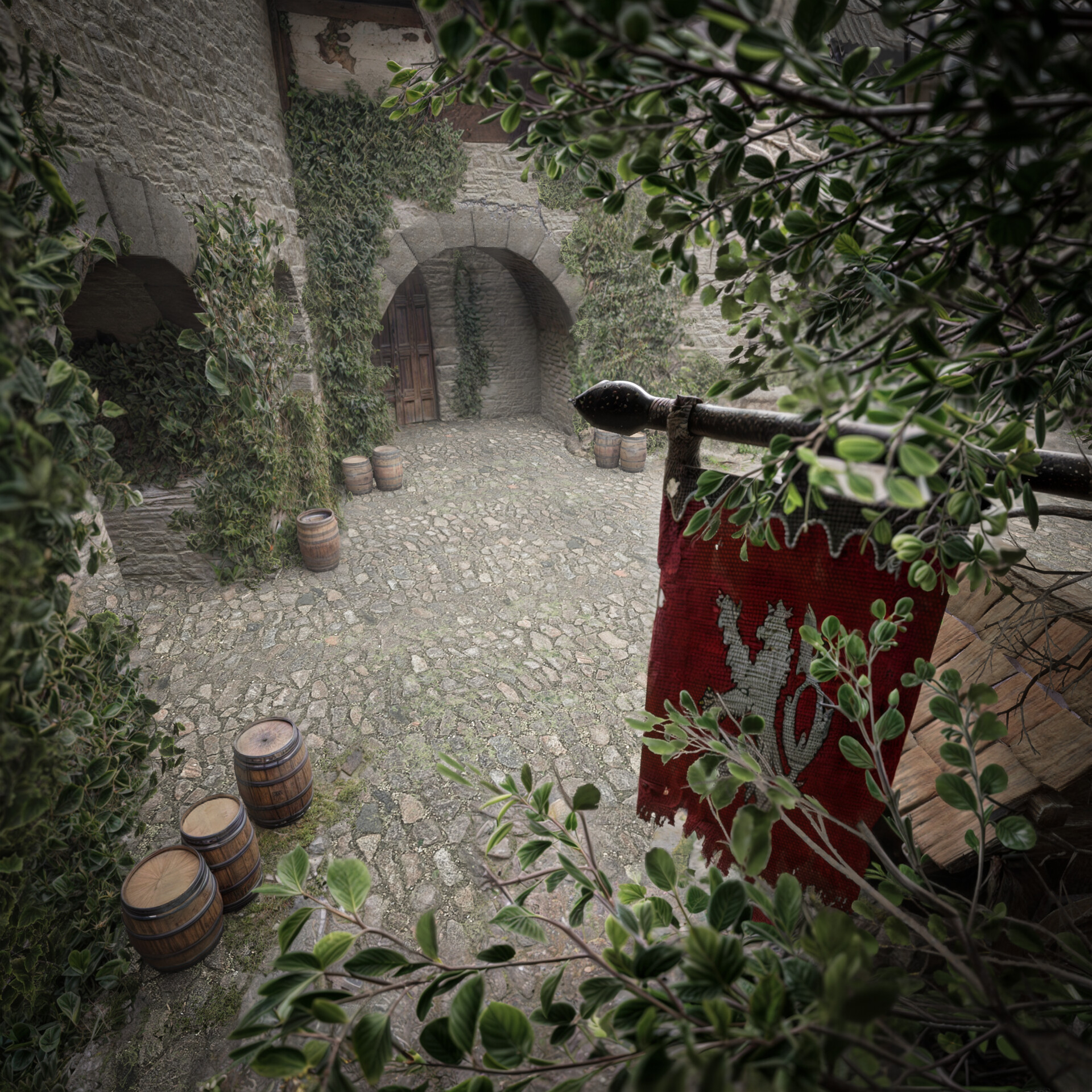 medieval courtyard