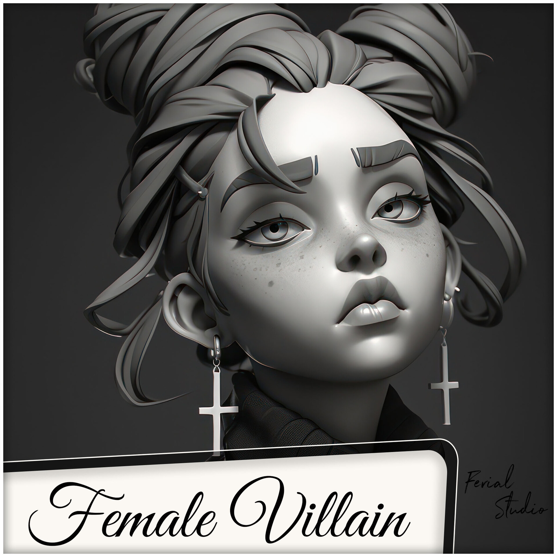 Ferial Studio - 🔹230 Female Villain - Head Model Reference Image Pack v ...