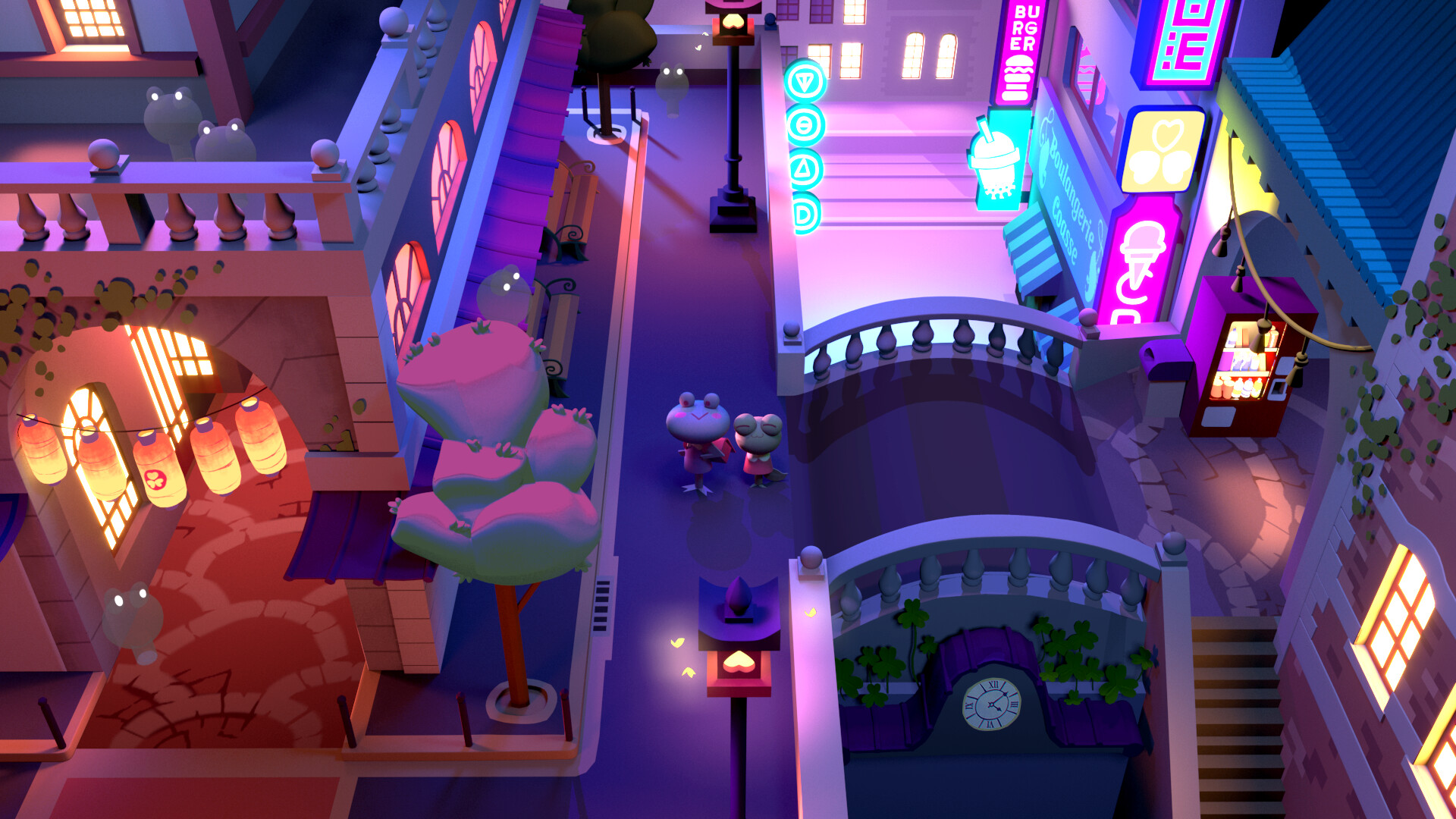 ArtStation - Frog City - Night Scene - Stylized Environment
