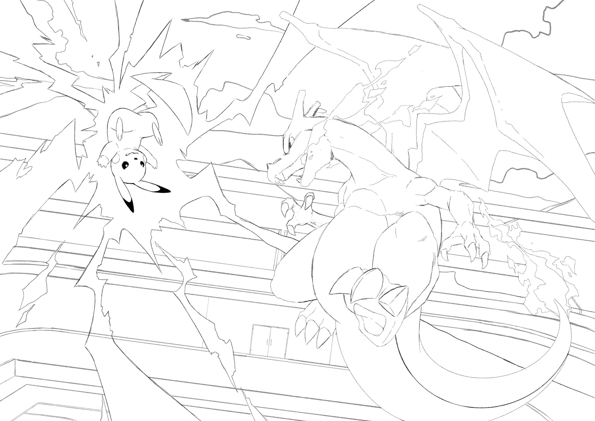 pikachu and charizard coloring pages printable