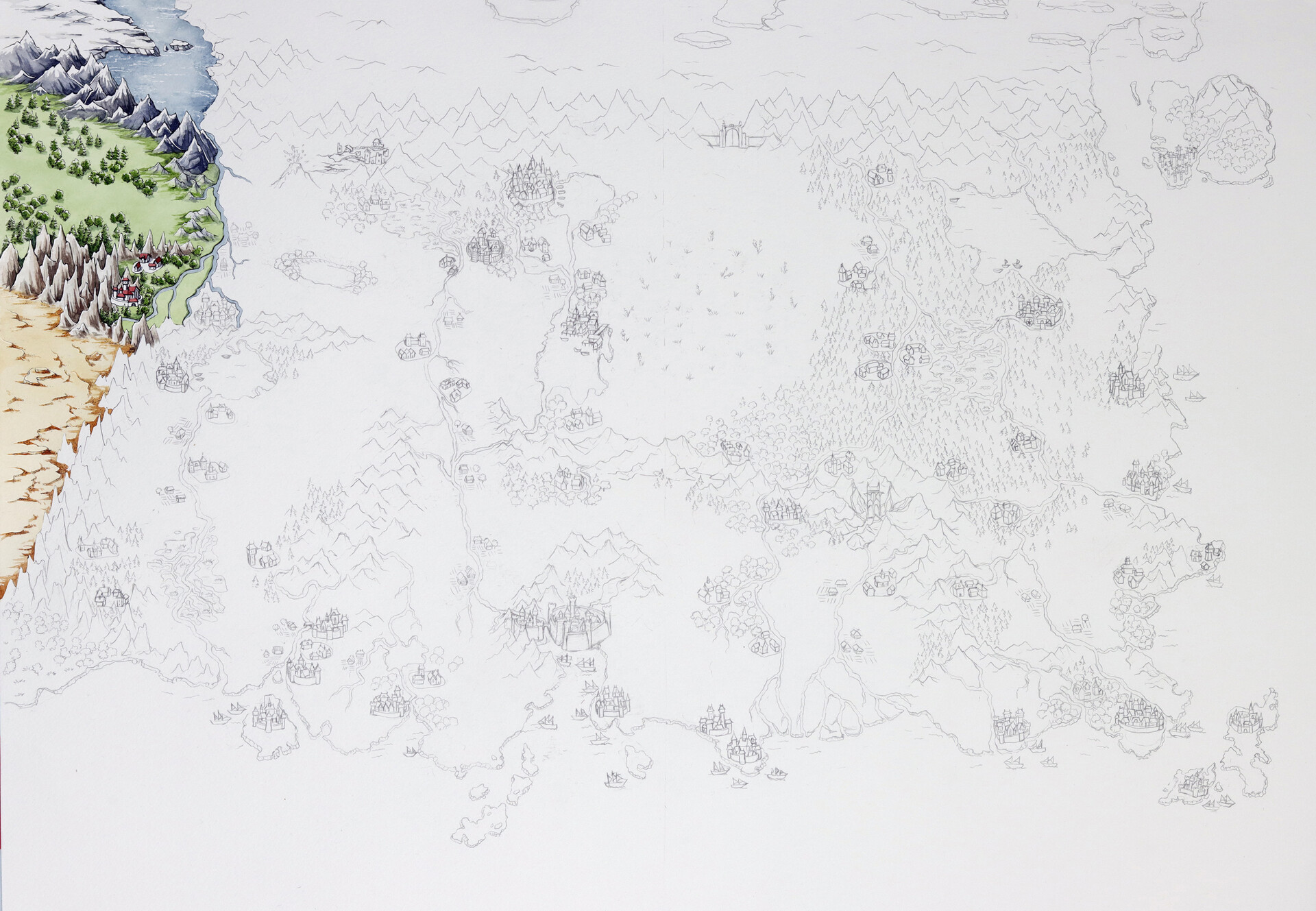 Elwira Pawlikowska - Hand-painted Map of the Five Kingdoms of Aldor