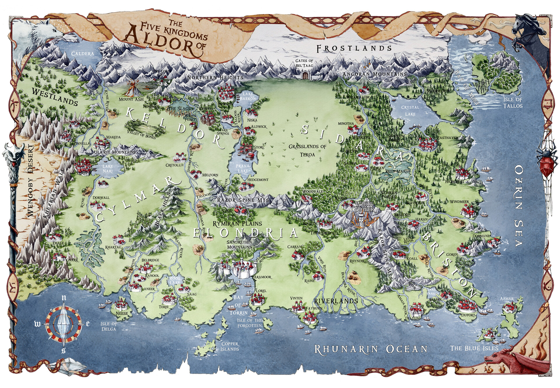 ArtStation - Hand-painted Map of the Five Kingdoms of Aldor