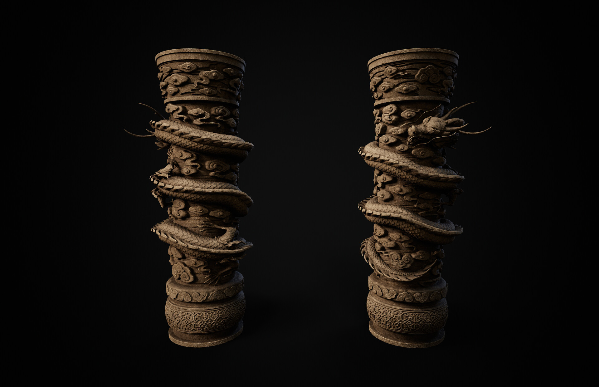 ArtStation - Stone dragon pillar