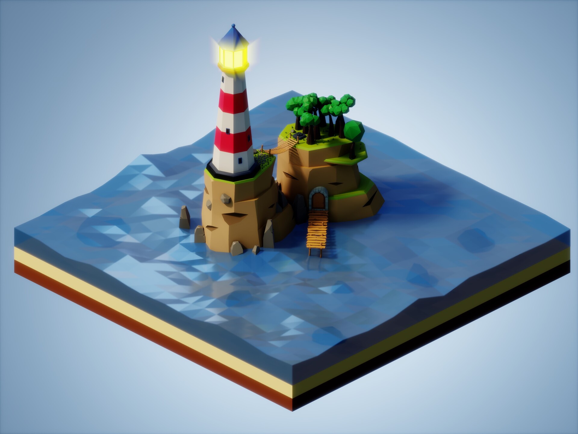 ArtStation - Low Poly Lighthouse Island