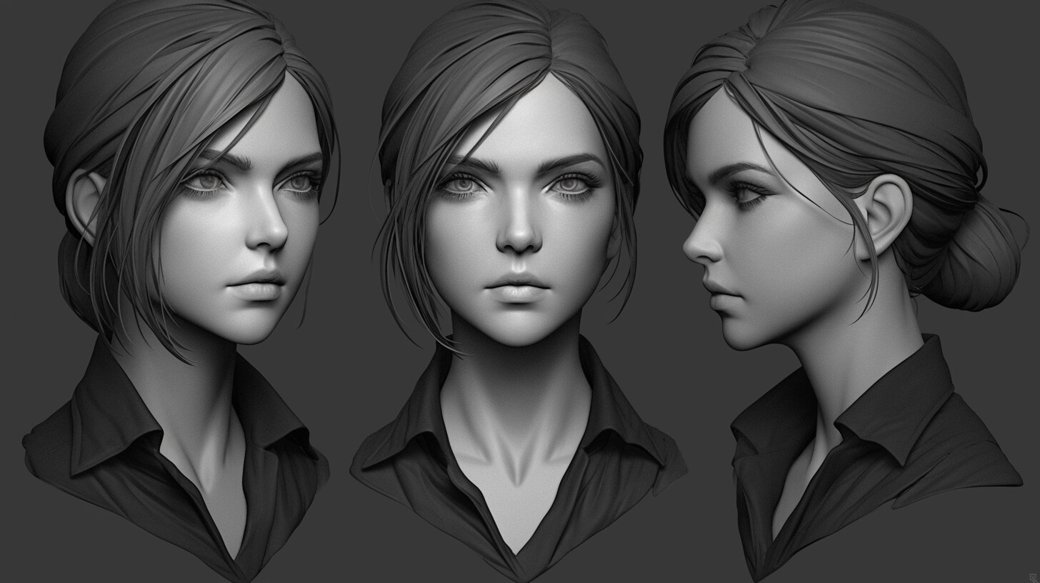 3D Head Sculpt References in 4K - Tika Art - +300 Secret Agent Female ...
