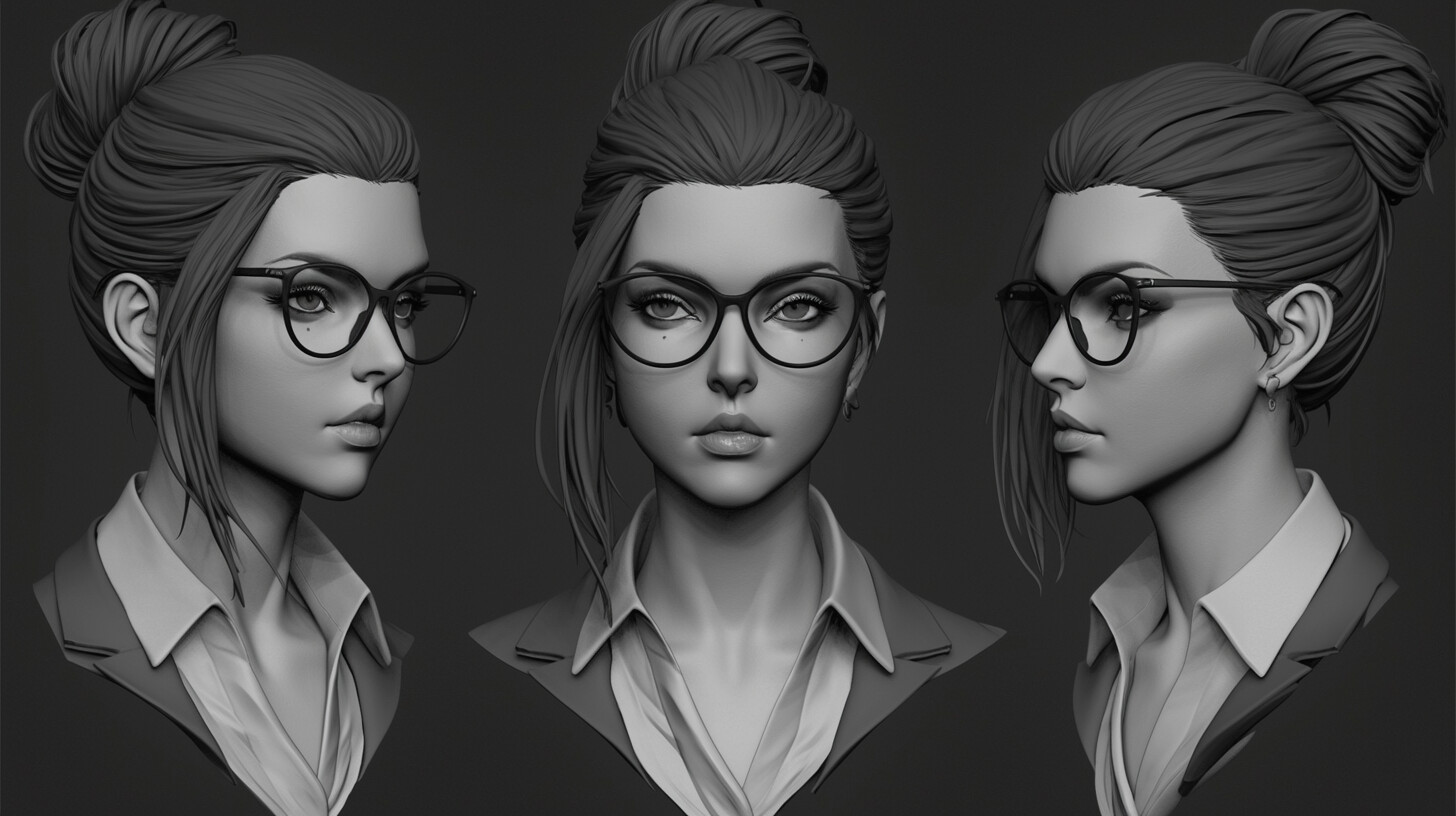 3D Head Sculpt References in 4K - Tika Art - +300 Secret Agent Female ...