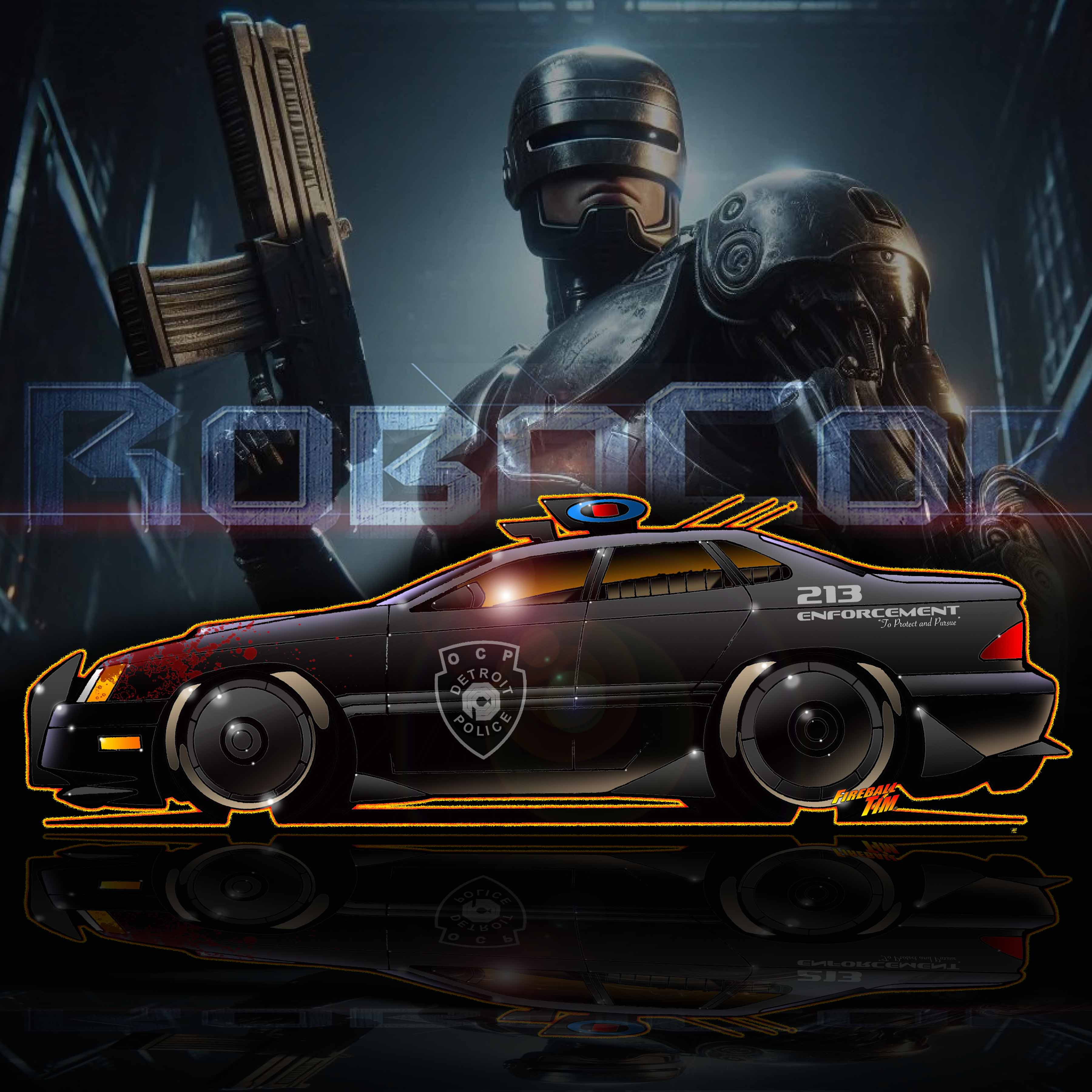 Fireball Tim Lawrence - Robocop Police Car Art by Fireball Tim