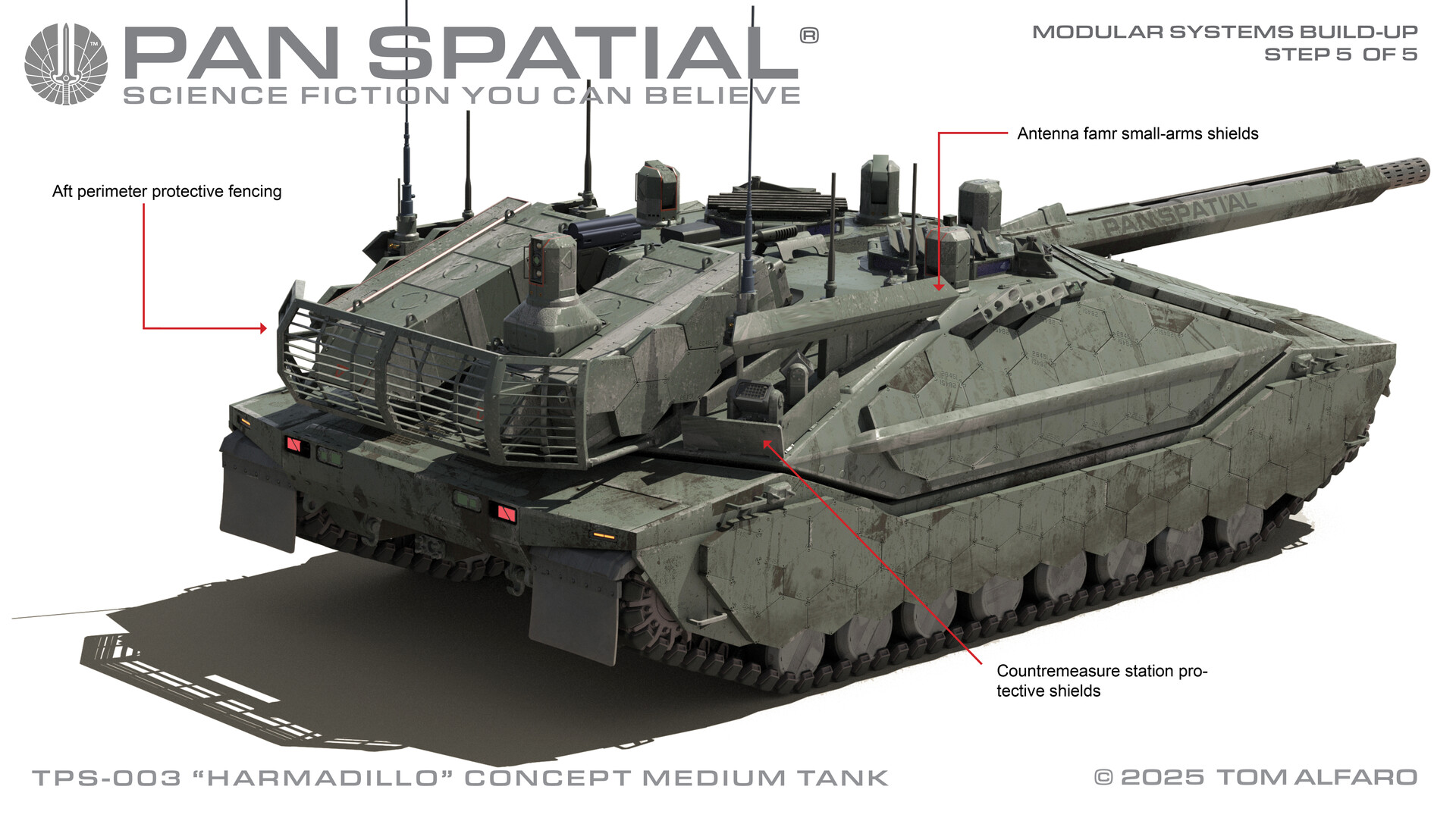 PAN SPATIAL Aerospace Concept Design - TPS-003 'Harmadillo' Concept Medium Tank