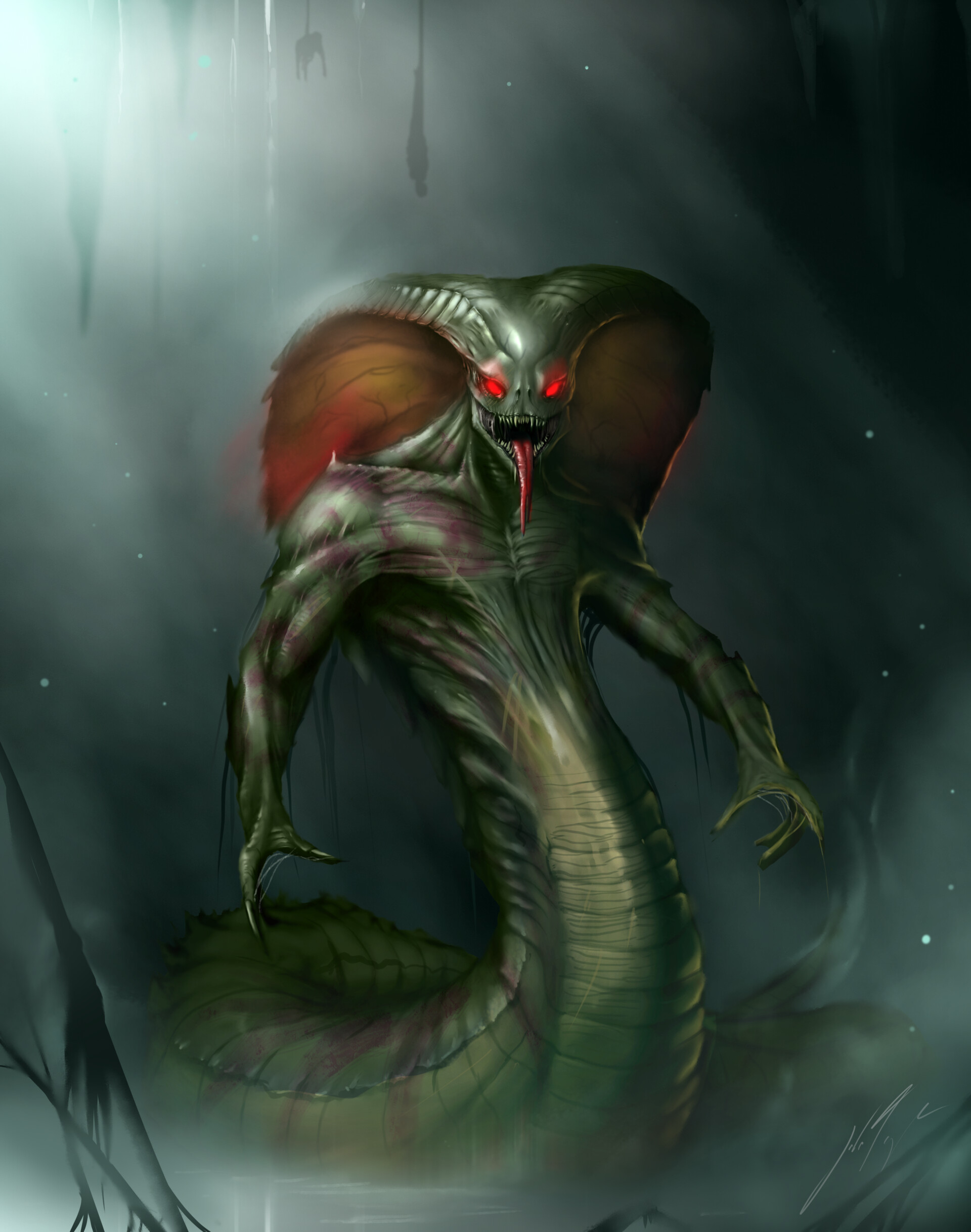 ArtStation - Snake Demon Creature Fantasy Illustration