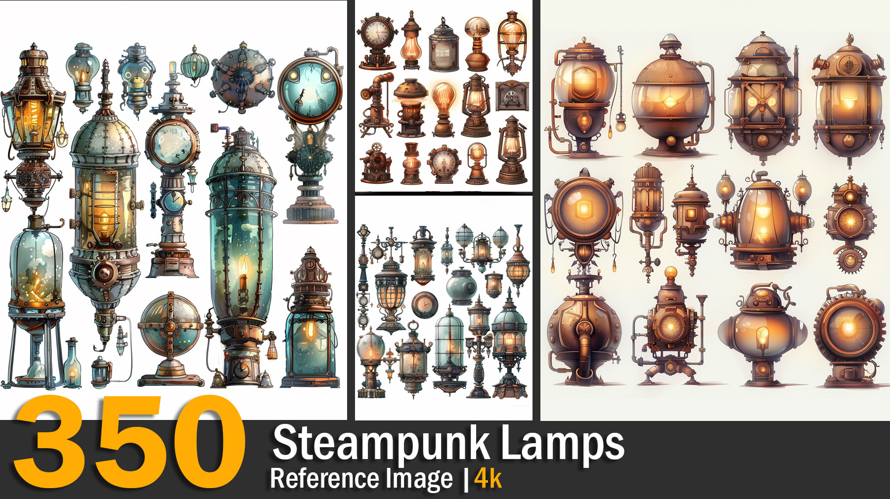 Lumière - Steampunk Lamps | Reference Images | 4K