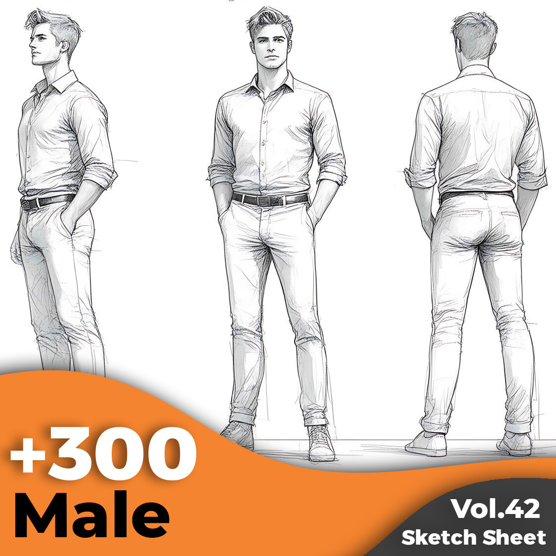 ArtStation - +300 Full body Male Sketch Sheet Reference Images(4k)