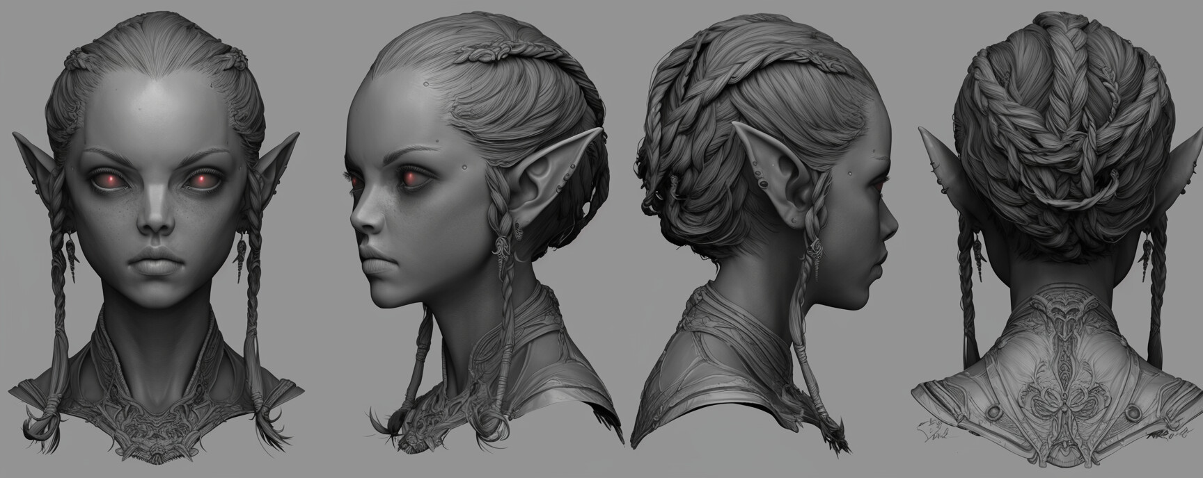 3D Head Sculpt References in 4K - Tika Art - +300 Dark Elf Female Head ...