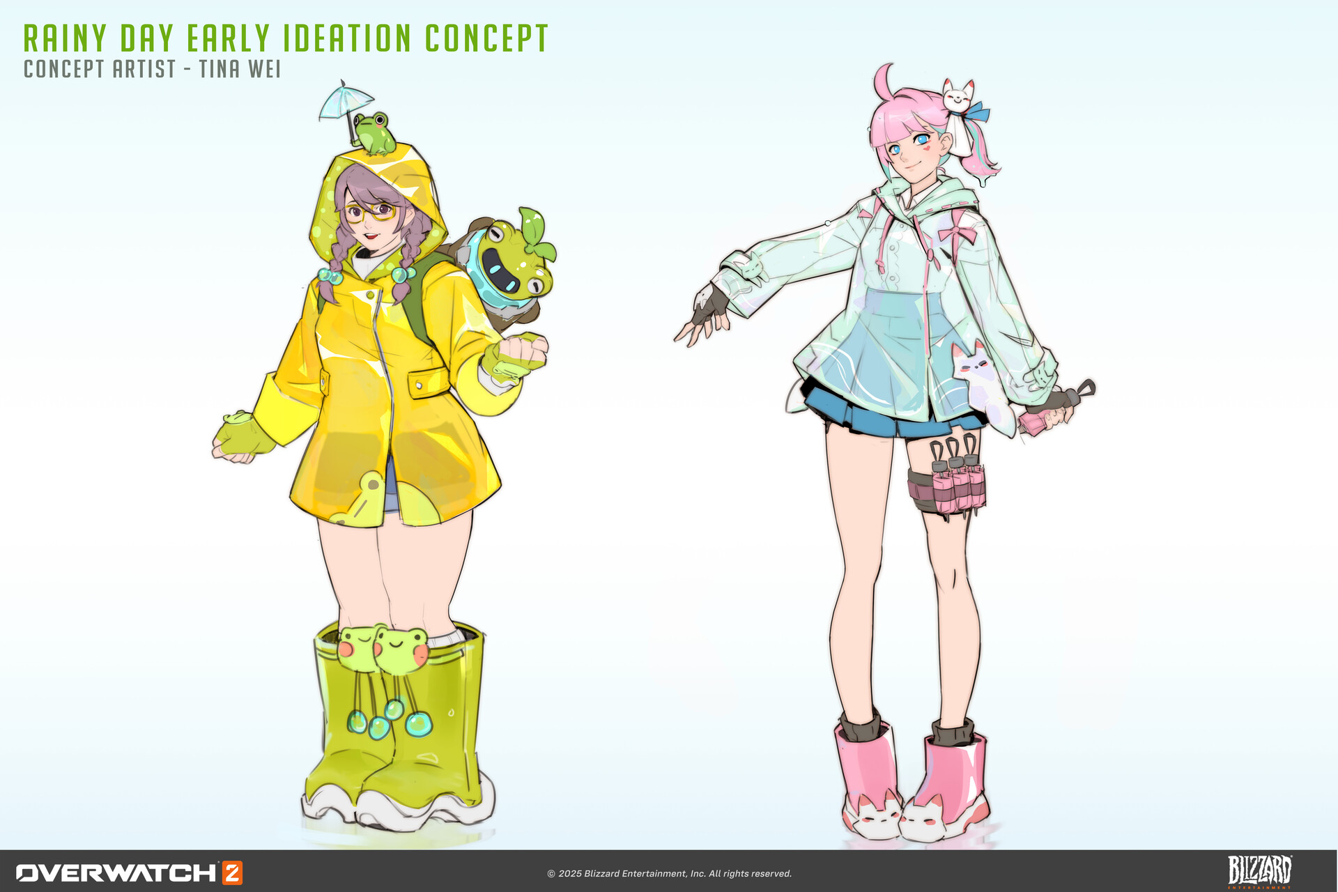Tina Wei - Overwatch 2 : Rainy Day Mei and skin ideation sketches
