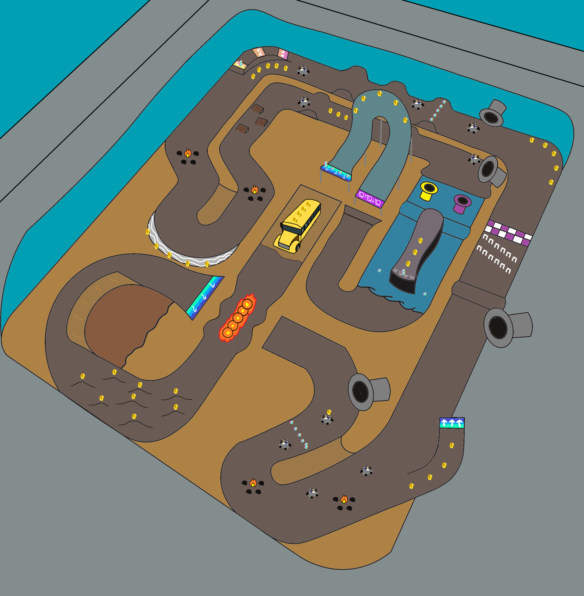 ArtStation - Mario Kart Track Remake Concept: N64 Wario Stadium