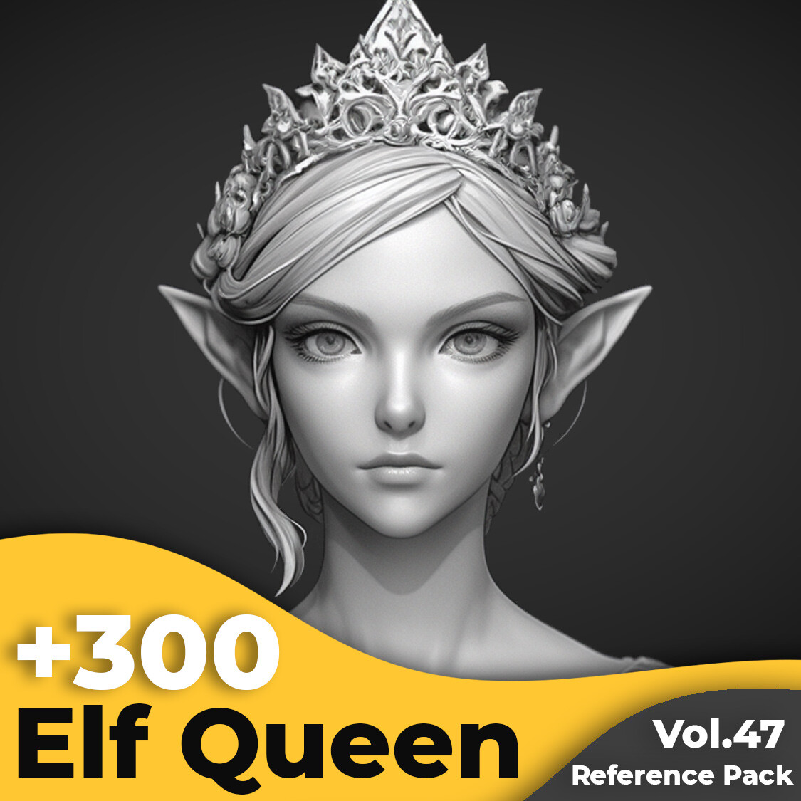 3D Head Sculpt References in 4K - Tika Art - +300 Elf Queen Head Sculpt ...
