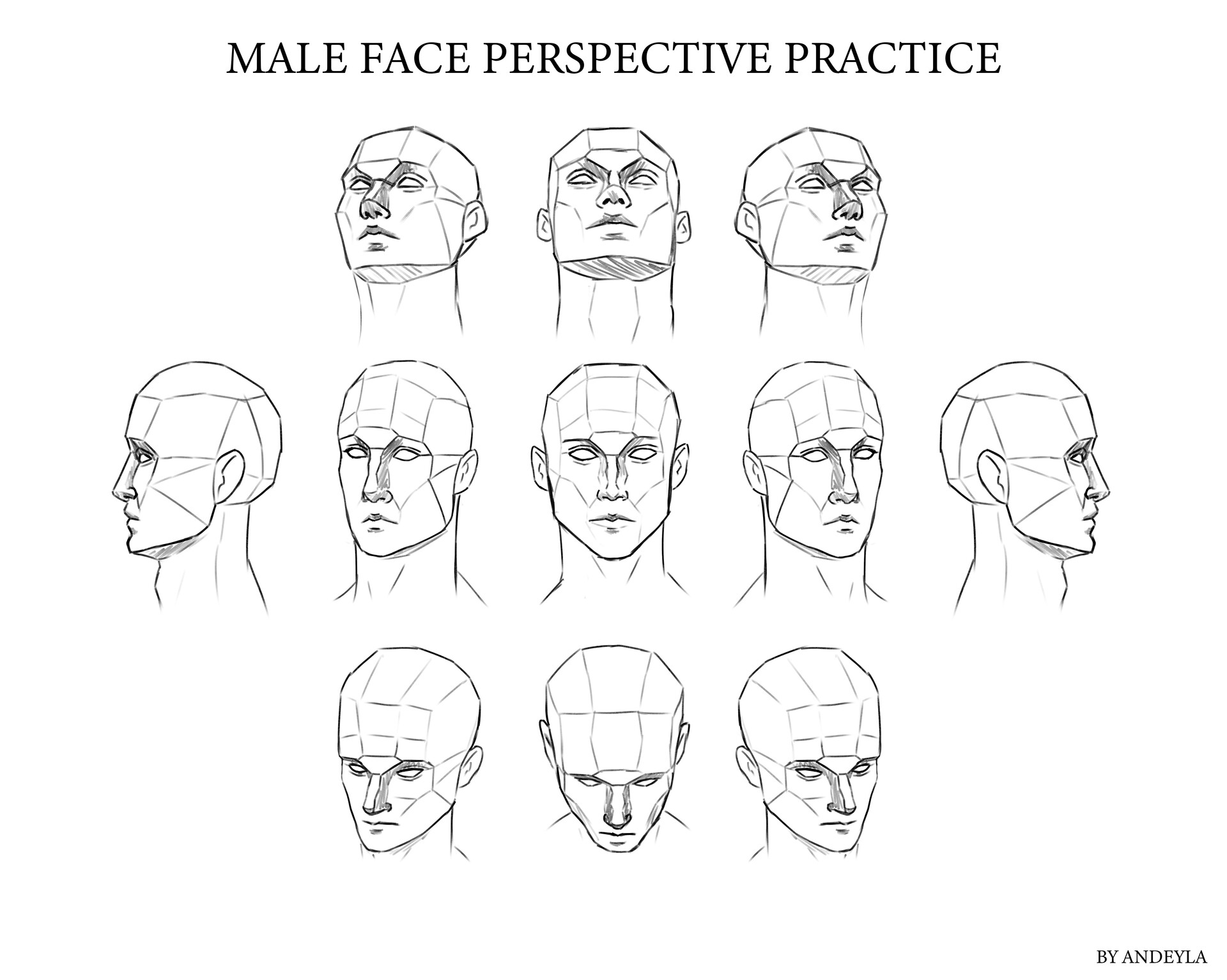 ArtStation - Male face perspective practice