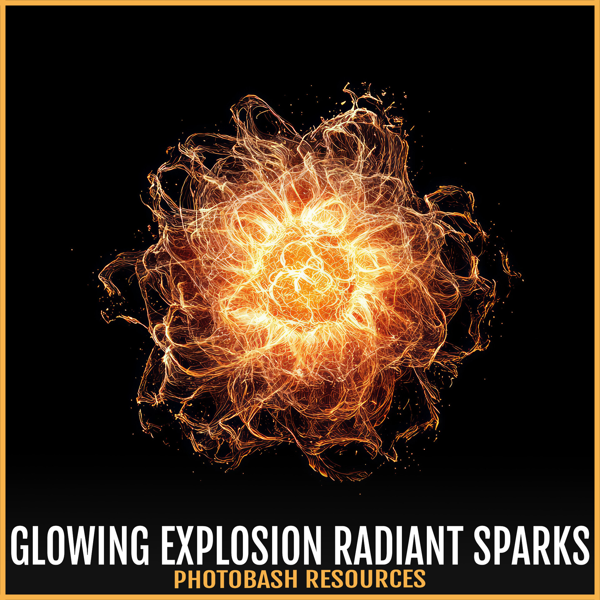 ArtStation - 505 Glowing Explosion with Radiant Sparks for Photobashing