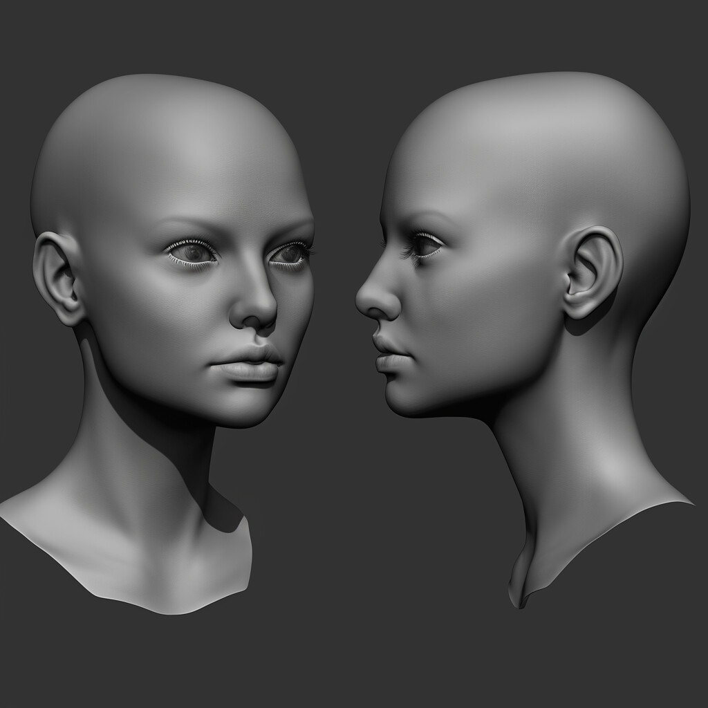 3D Head Sculpt References in 4K - Tika Art - +300 Raw Female Body Parts ...