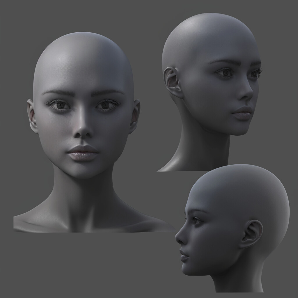 3D Head Sculpt References in 4K - Tika Art - +300 Raw Female Body Parts ...